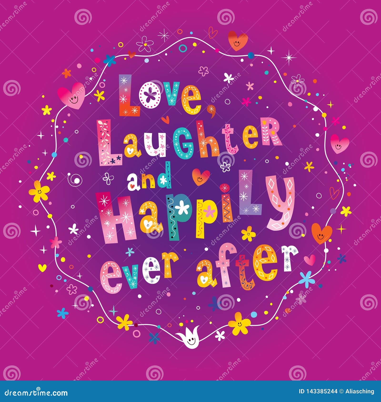 Love Laughter and Happily Ever after Stock Vector - Illustration of ...