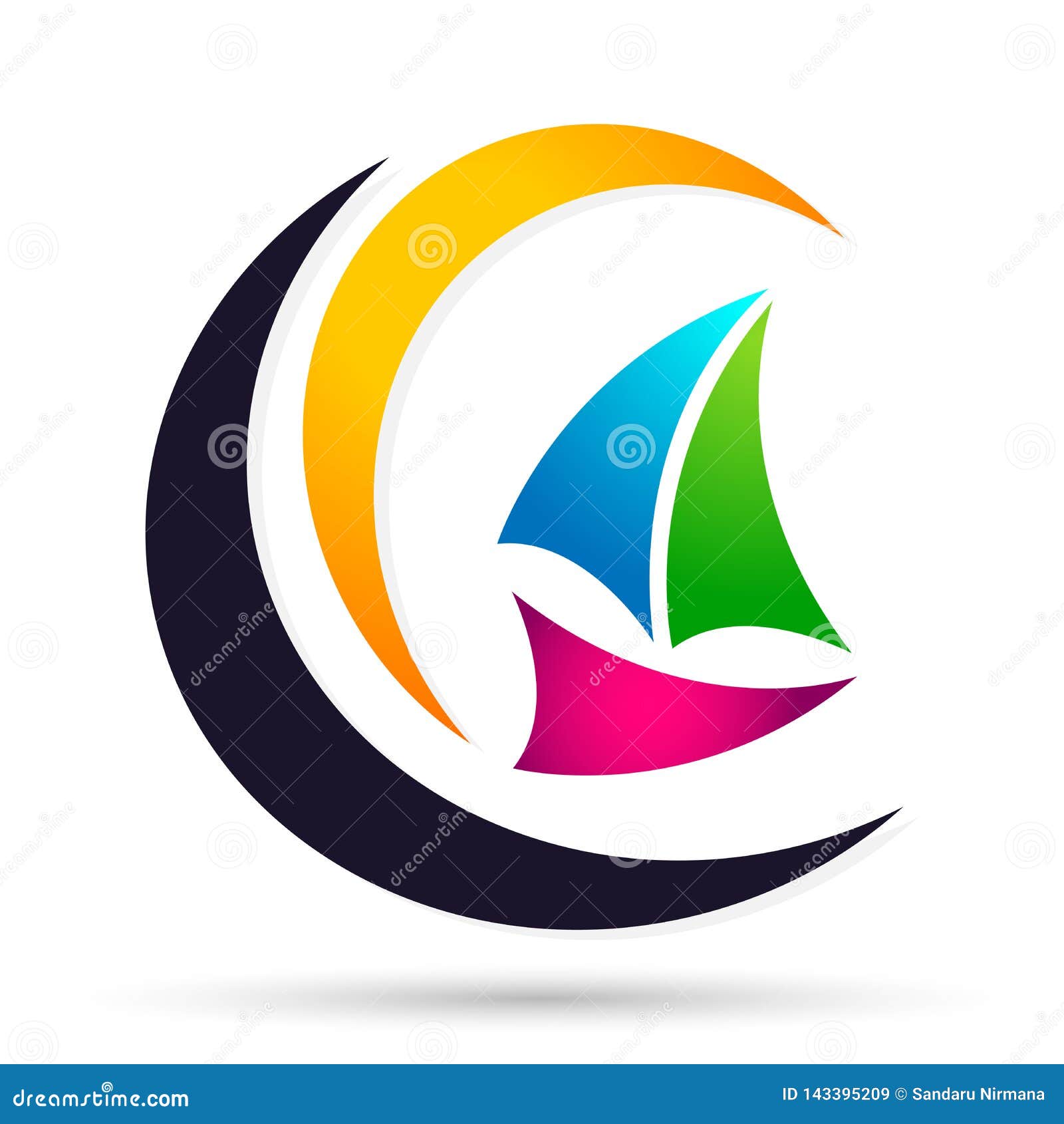 Boat Ship Sea Water Wave Logo Icon Vector Illustrations on White ...