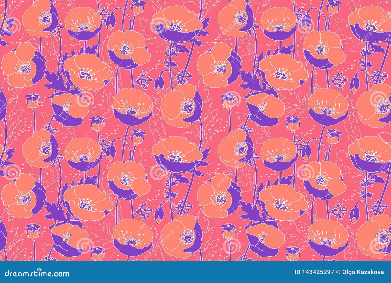 Art Floral Seamless Neon Pattern. Stock Vector - Illustration of ...