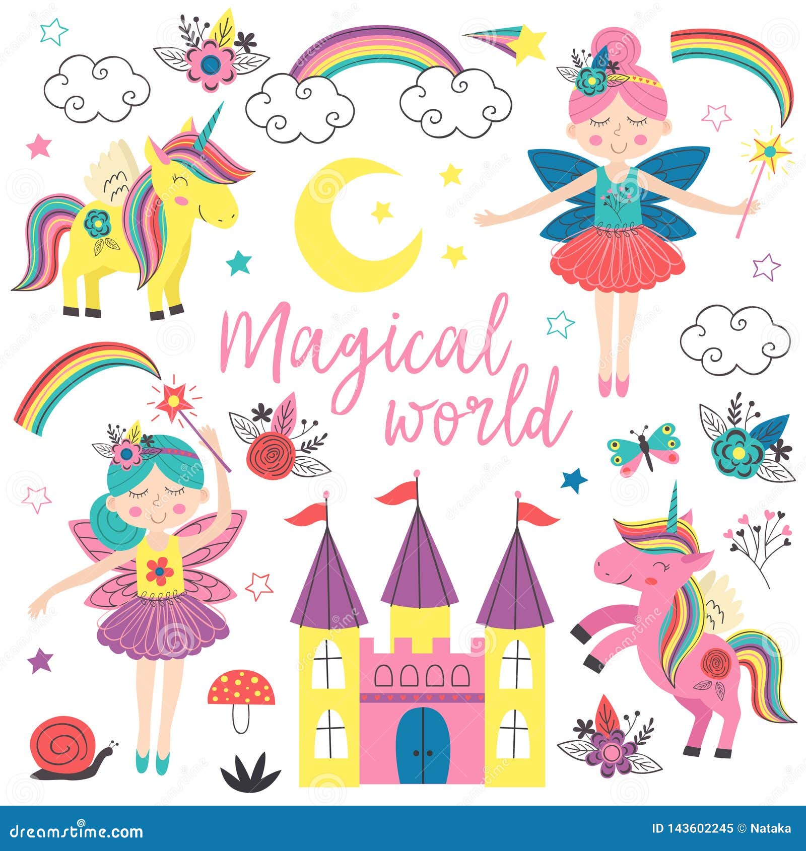 Set of Isolated Magical Characters and Elements Stock Vector ...