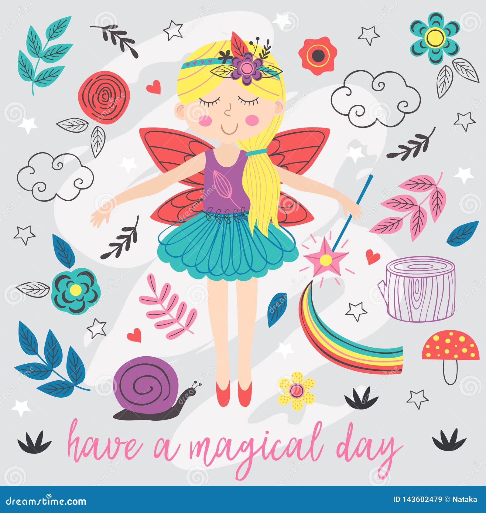 Poster with Magic Forest Fairy Stock Vector - Illustration of girl ...