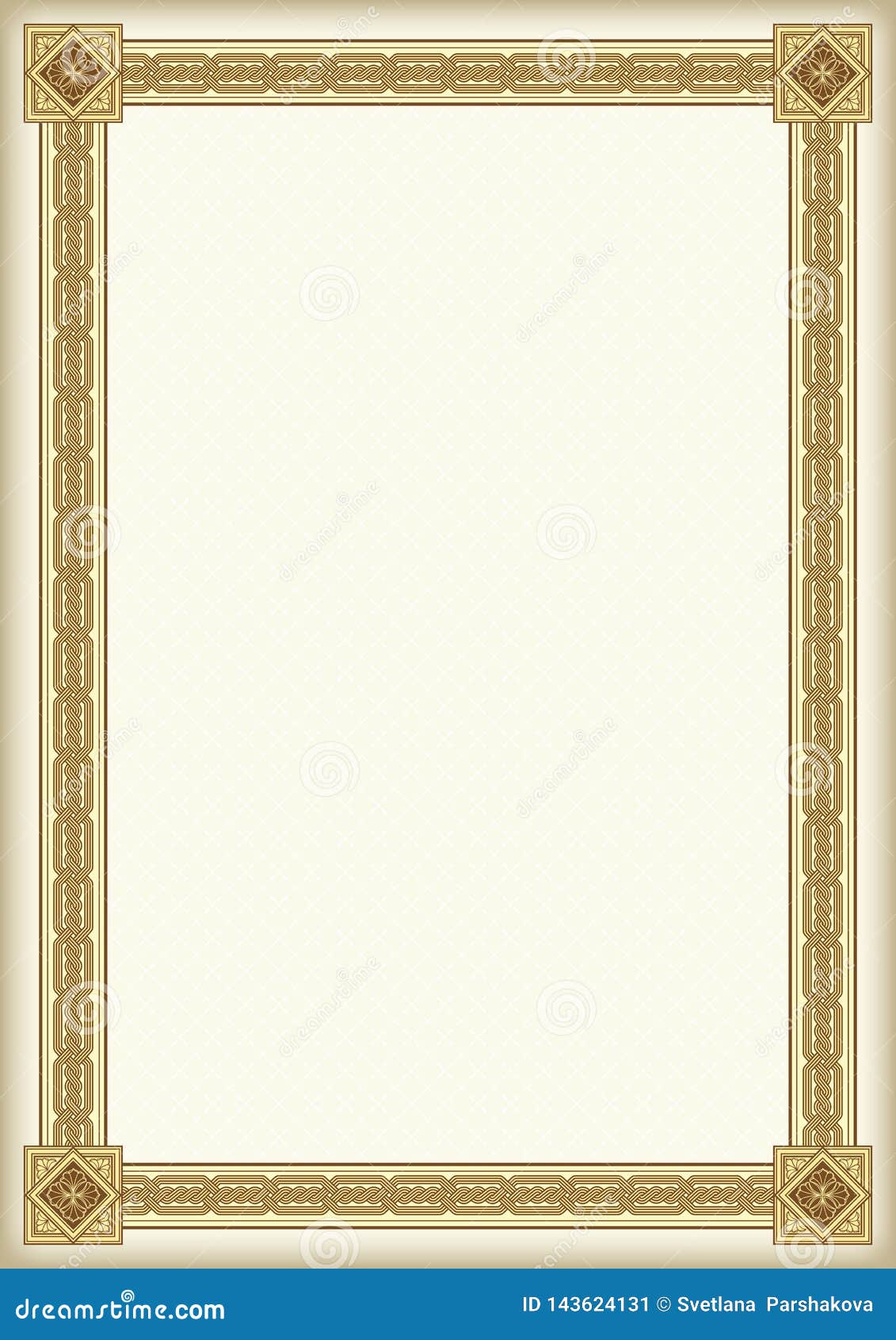 Ornate Rectangular Framework. Interlaced Lines, Floral Corner Elements ...