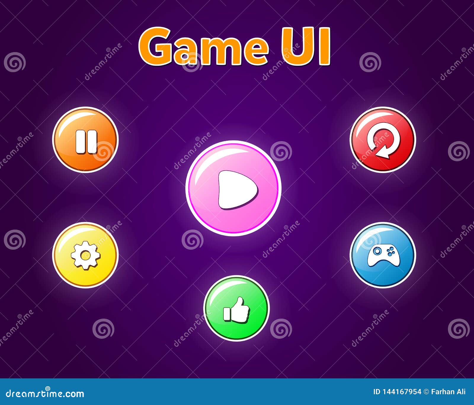 Buttons for Mobile Games Detail Ui Stock Vector - Illustration of ...