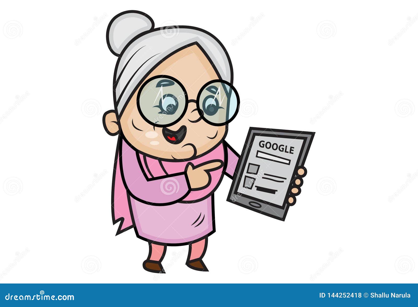 Vector Cartoon Illustration Of Cute Grandmother Stock Vector