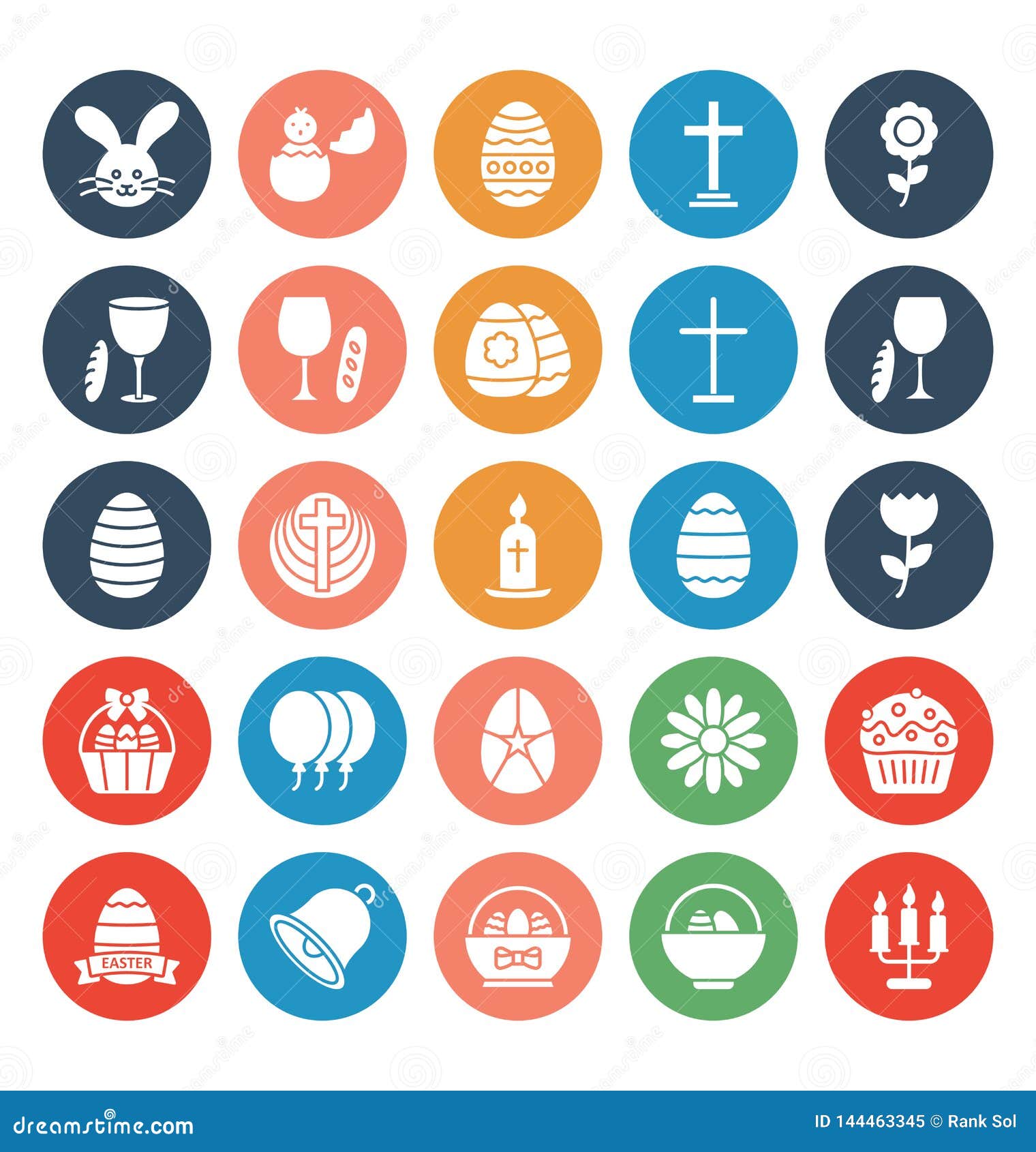 Basic RGB Easter Celebration Isolated Vector Icons Set that Can Be ...