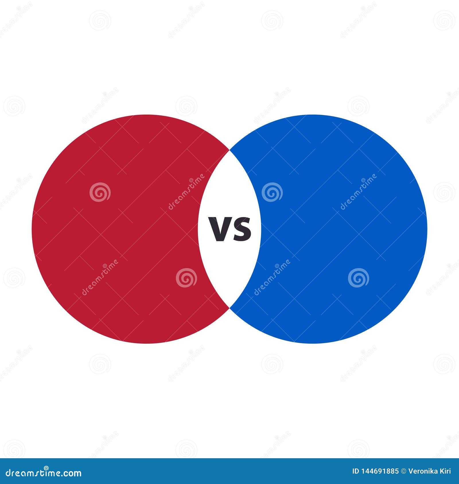 Sign Versus. Red and Blue Circle Intersect Each Other Stock ...