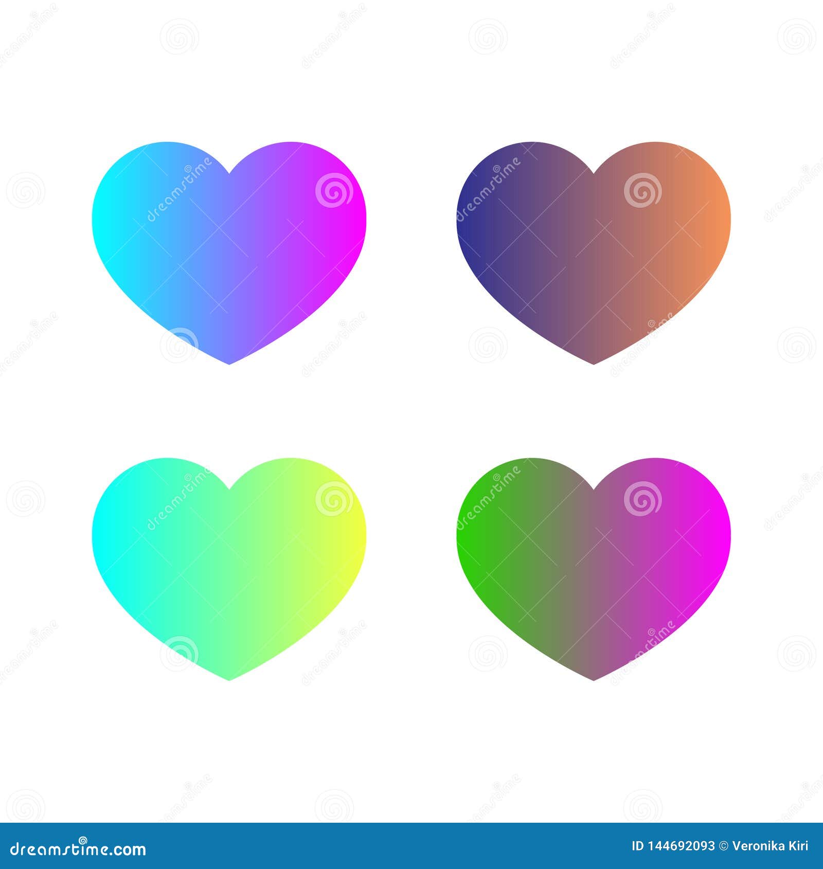 Basic RGBColored Hearts on a White Background. Set of Icons. Stock ...