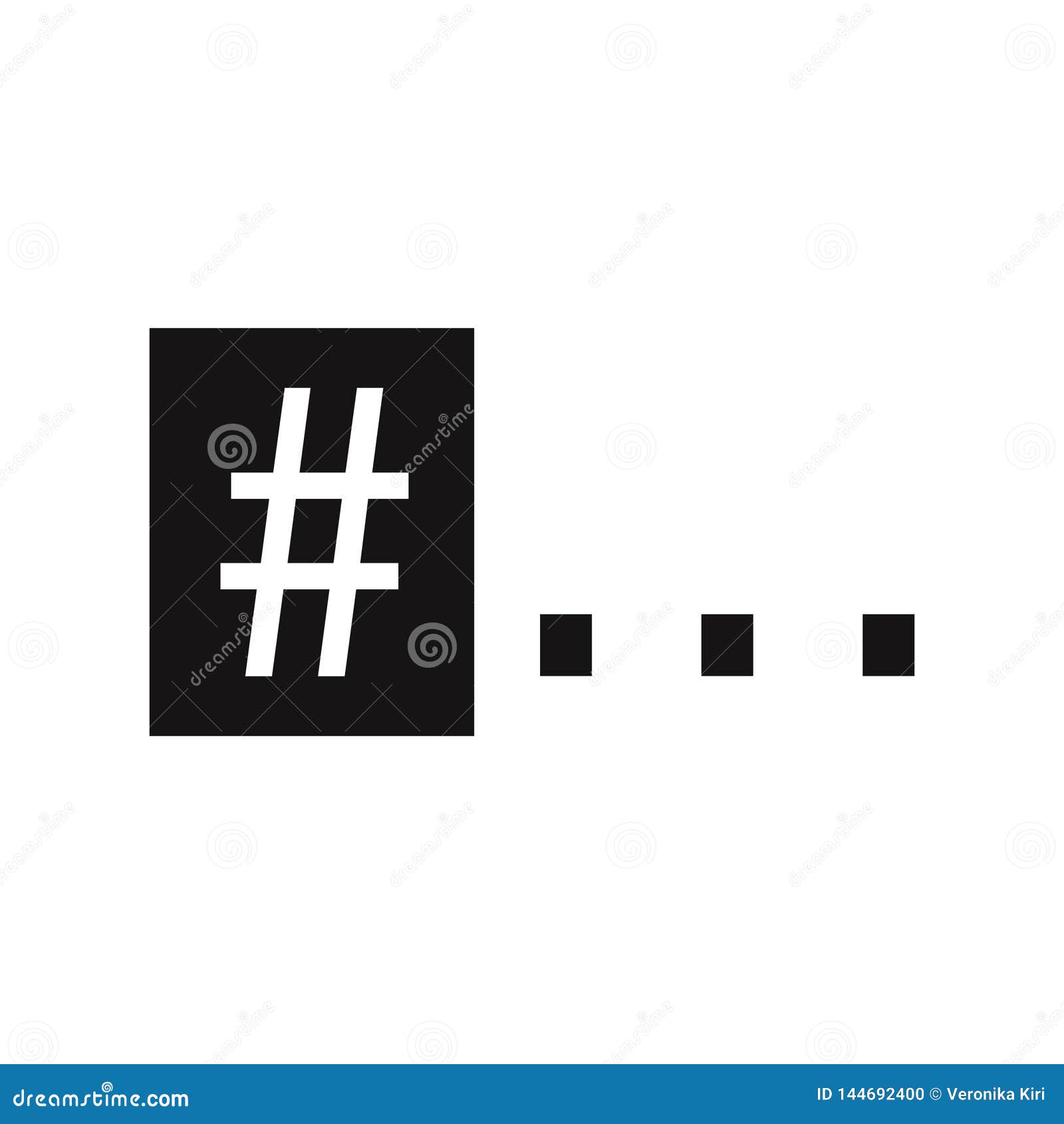 A Hashtag Sign with Three Dots. Simple Inscription for Print, Label ...