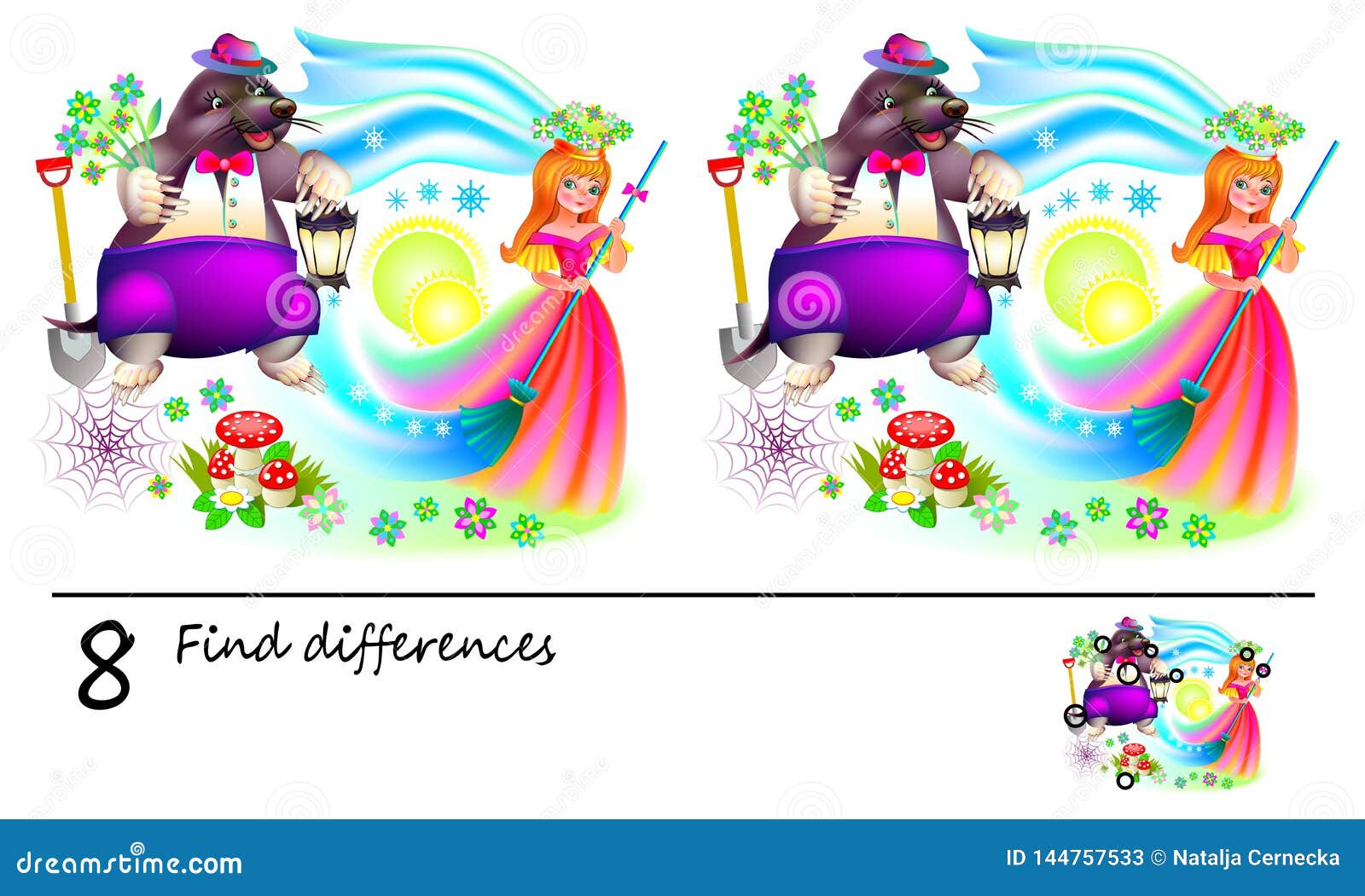 Logic Puzzle Game for Children. Need To Find 8 Differences. Printable ...