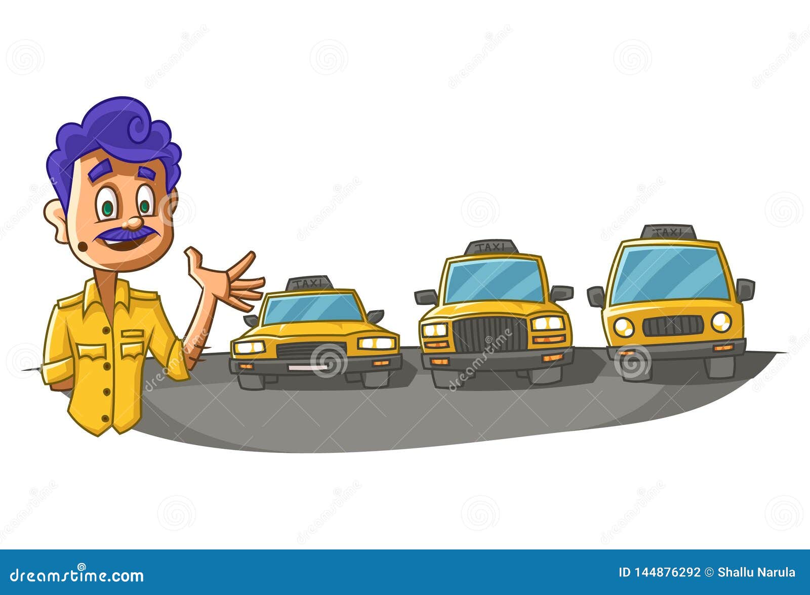 Vector Cartoon Illustration of Taxi Driver. Stock Vector - Illustration ...