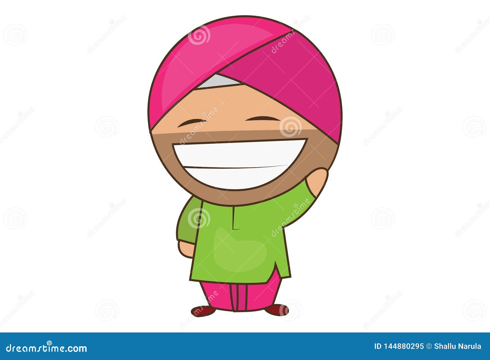 Vector Cartoon Illustration of Cute Sardar. Stock Vector - Illustration ...