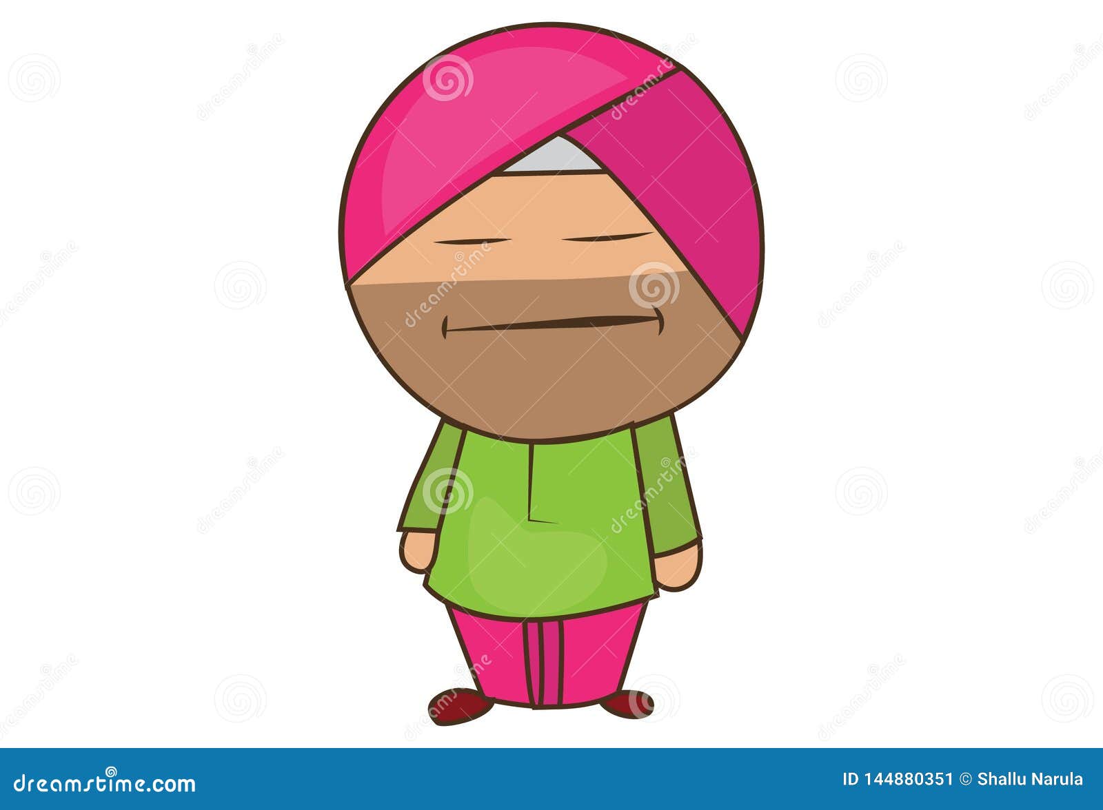 Vector Cartoon Illustration of Cute Sardar. Stock Vector - Illustration ...
