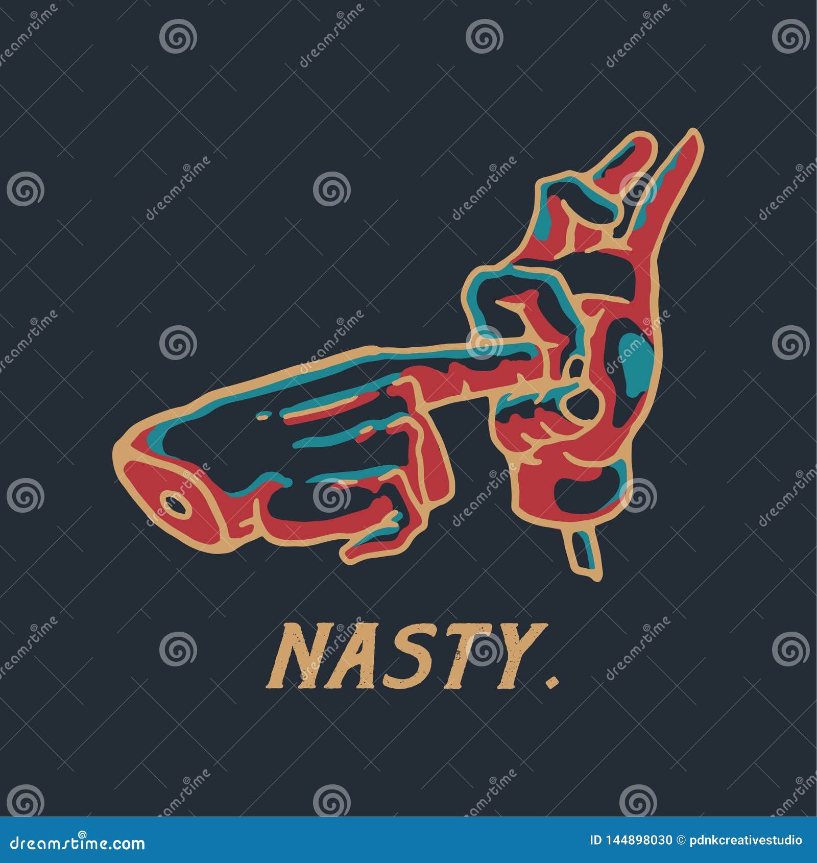Nasty hand sign art stock illustration. Illustration of gesticulate ...