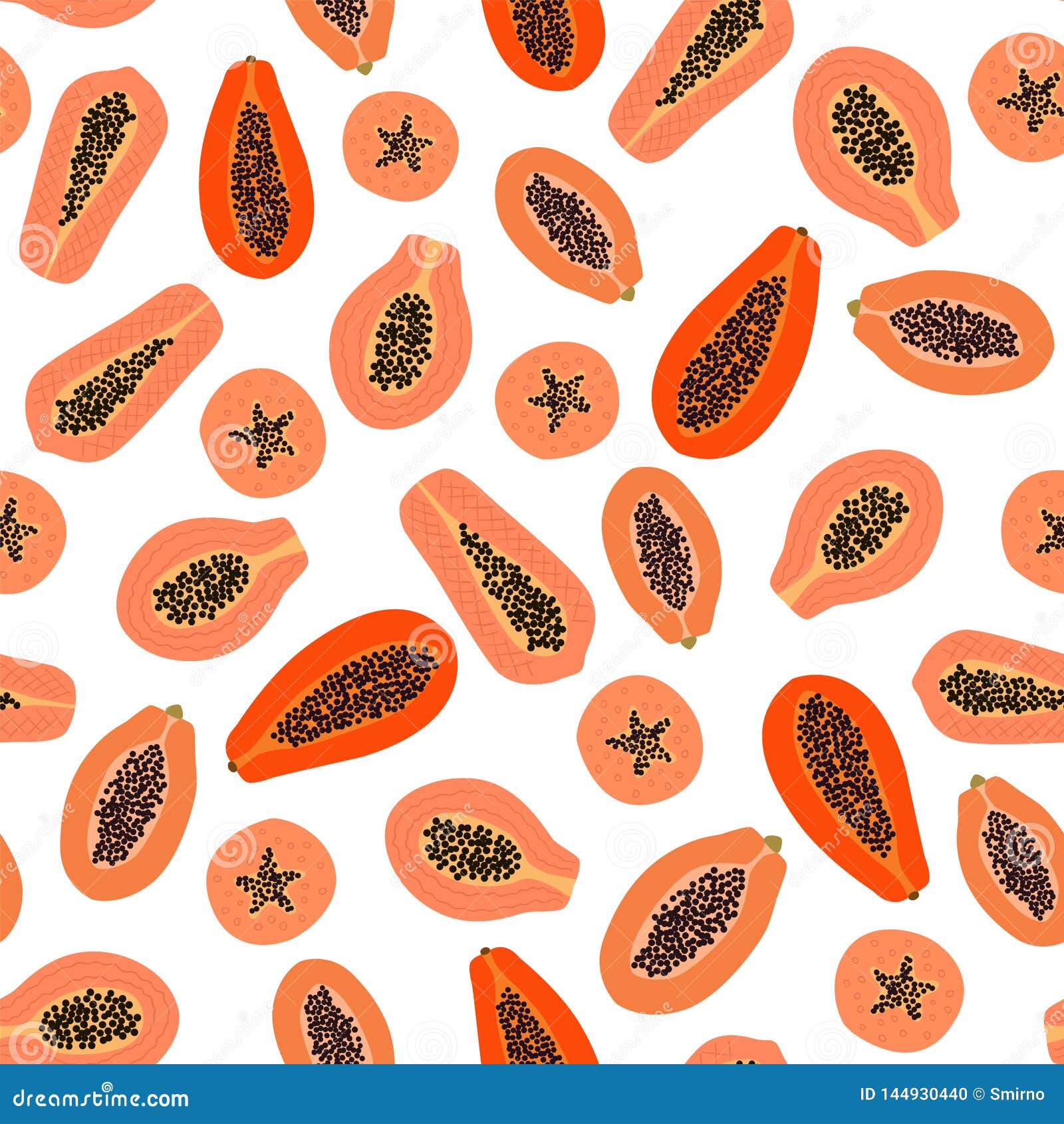 Exotic Seamless Pattern with Abstract Papaya Fruits. Stock Vector ...