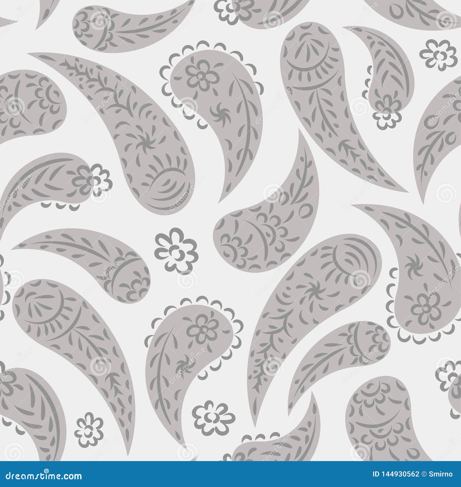 Oriental Paisley Pattern. Grey Seamless Wallpaper Stock Vector ...