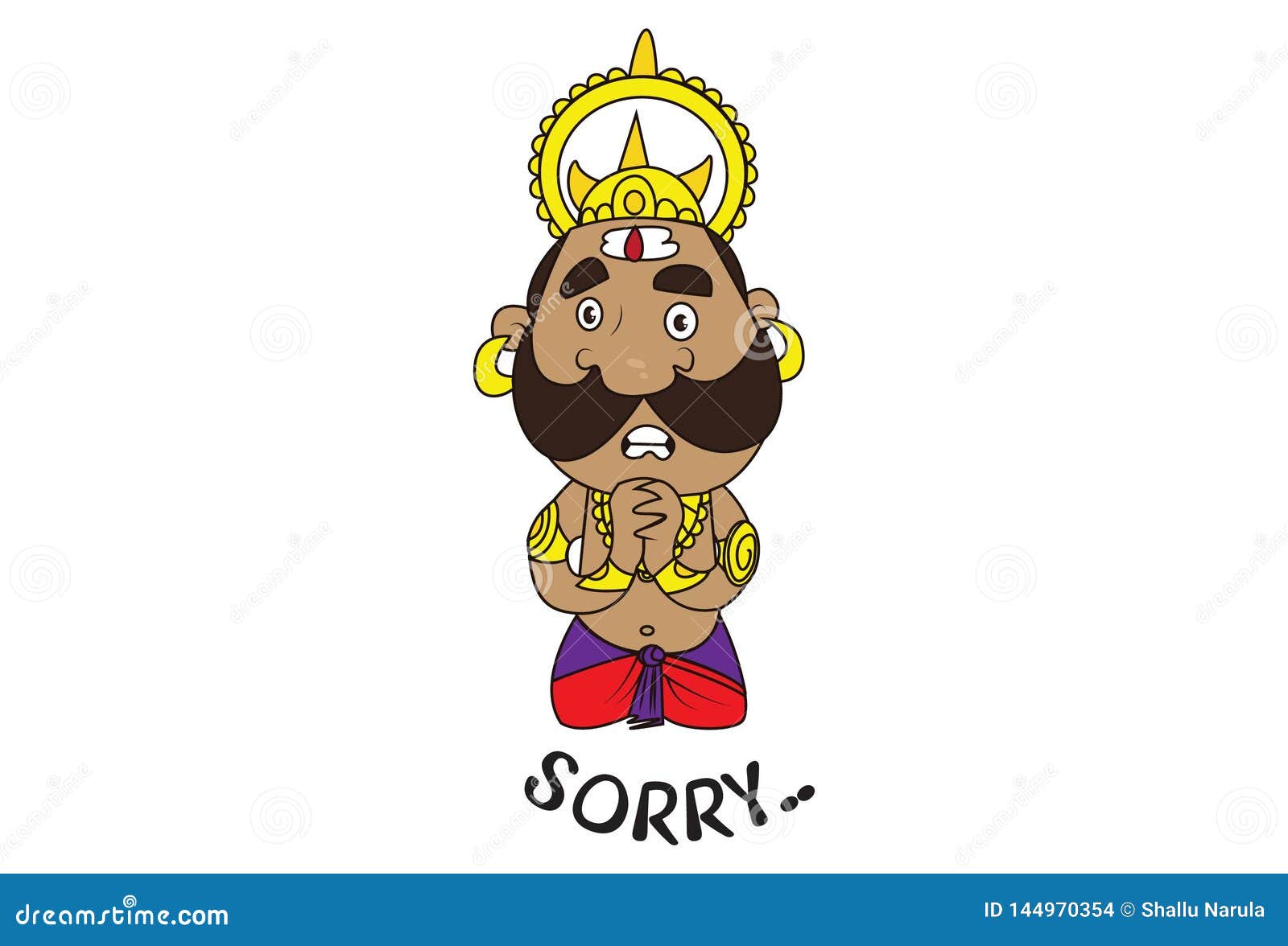 Vector Cartoon Illustration of Cute Ravan. Stock Vector - Illustration ...