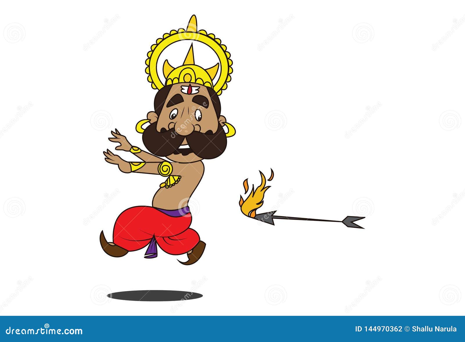 Vector Cartoon Illustration of Cute Ravan. Stock Vector - Illustration ...