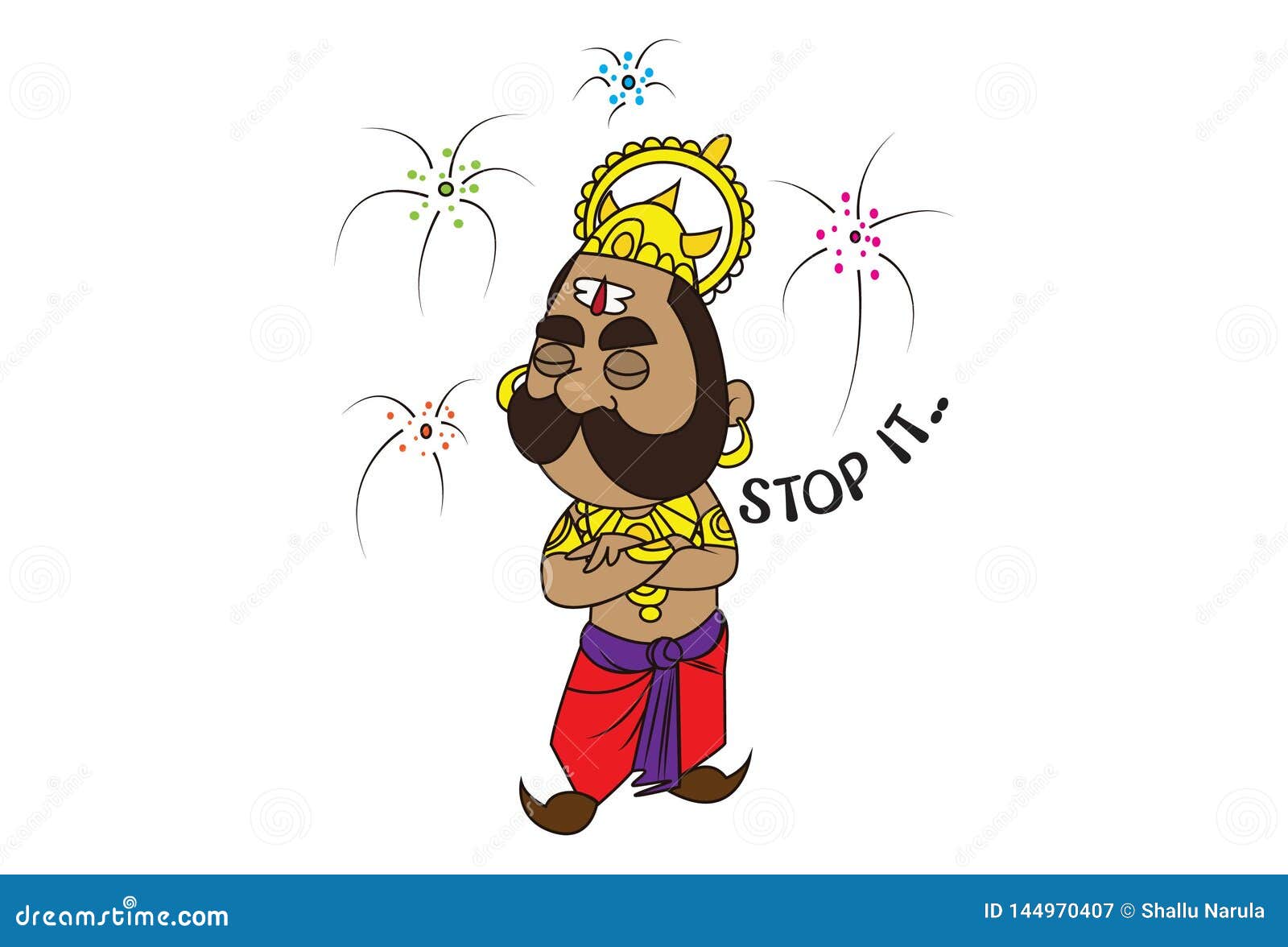Vector Cartoon Illustration of Cute Ravan. Stock Vector - Illustration ...