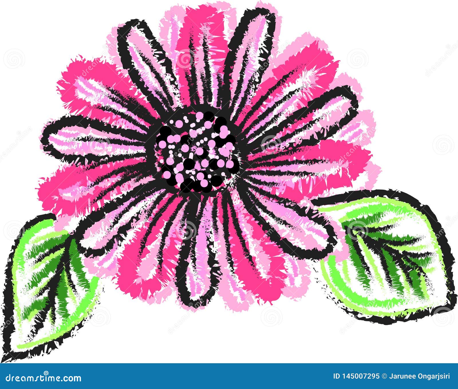 Pink Flower Whimsical Floral Art Stock Illustration - Illustration of ...