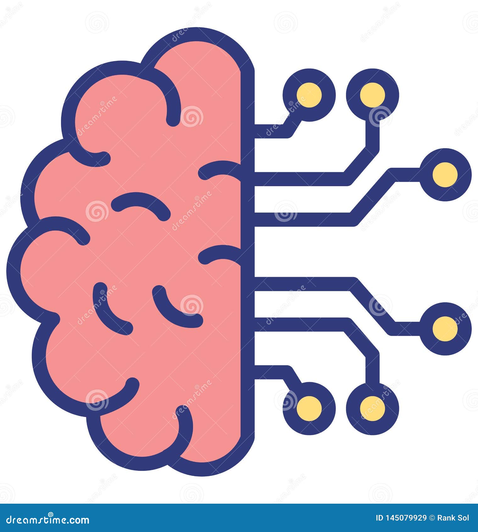 Brain and Connections Isolated Vector Icon Which Can Easily Modify or ...