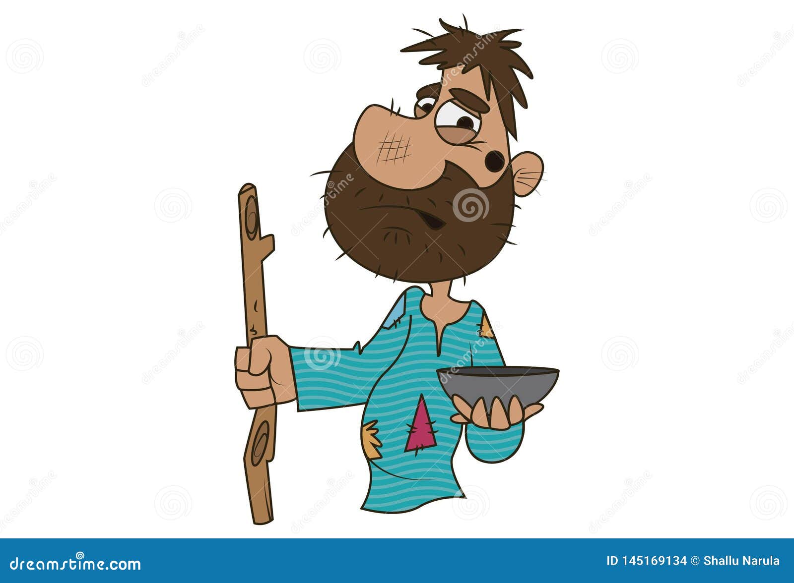 Vector Cartoon Illustration Of Cute Beggar. | CartoonDealer.com #145169134