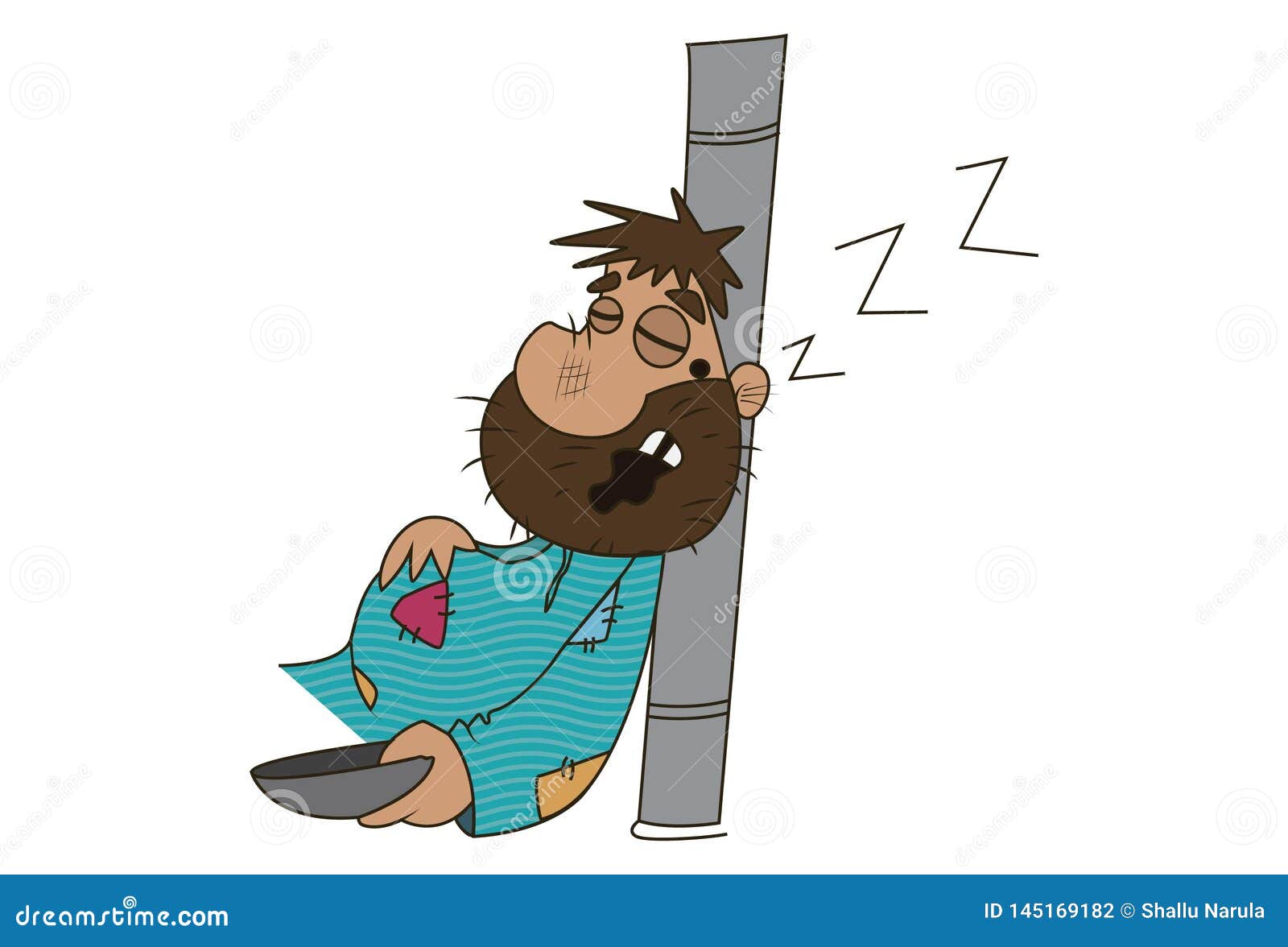 Vector Cartoon Illustration Of Cute Beggar. Stock Vector - Illustration ...