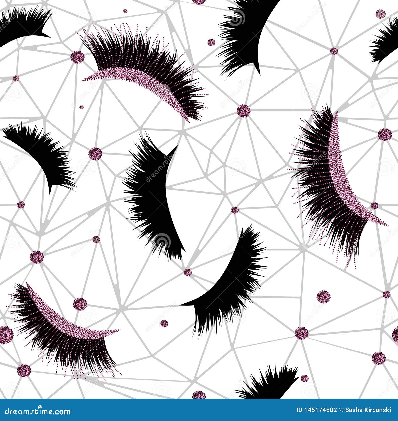 Seamless Pattern with Lashes and Glitter Effect Stock Vector ...