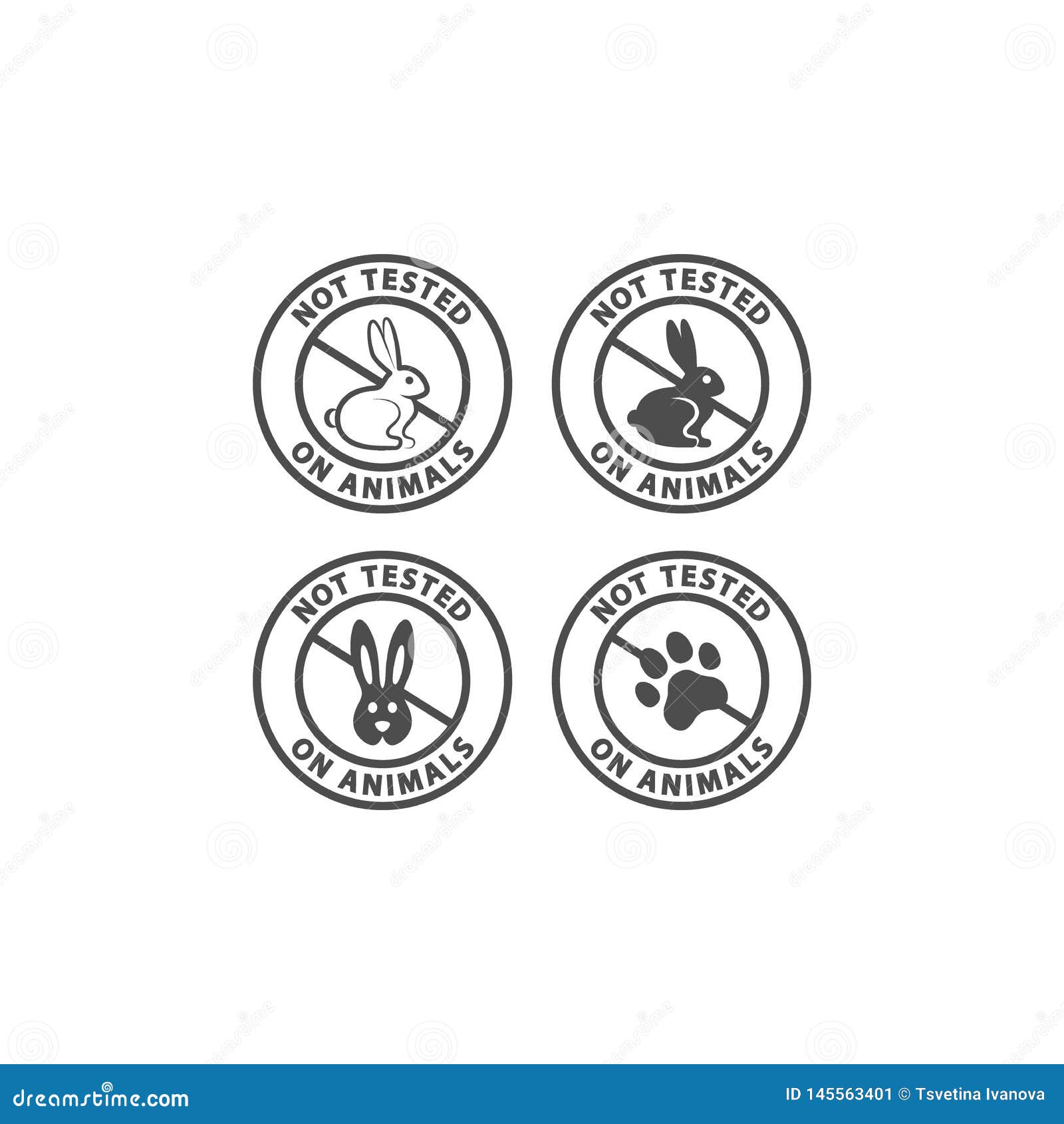 Not Tested on Animals Vector Sticker Label Set. Stock Vector ...