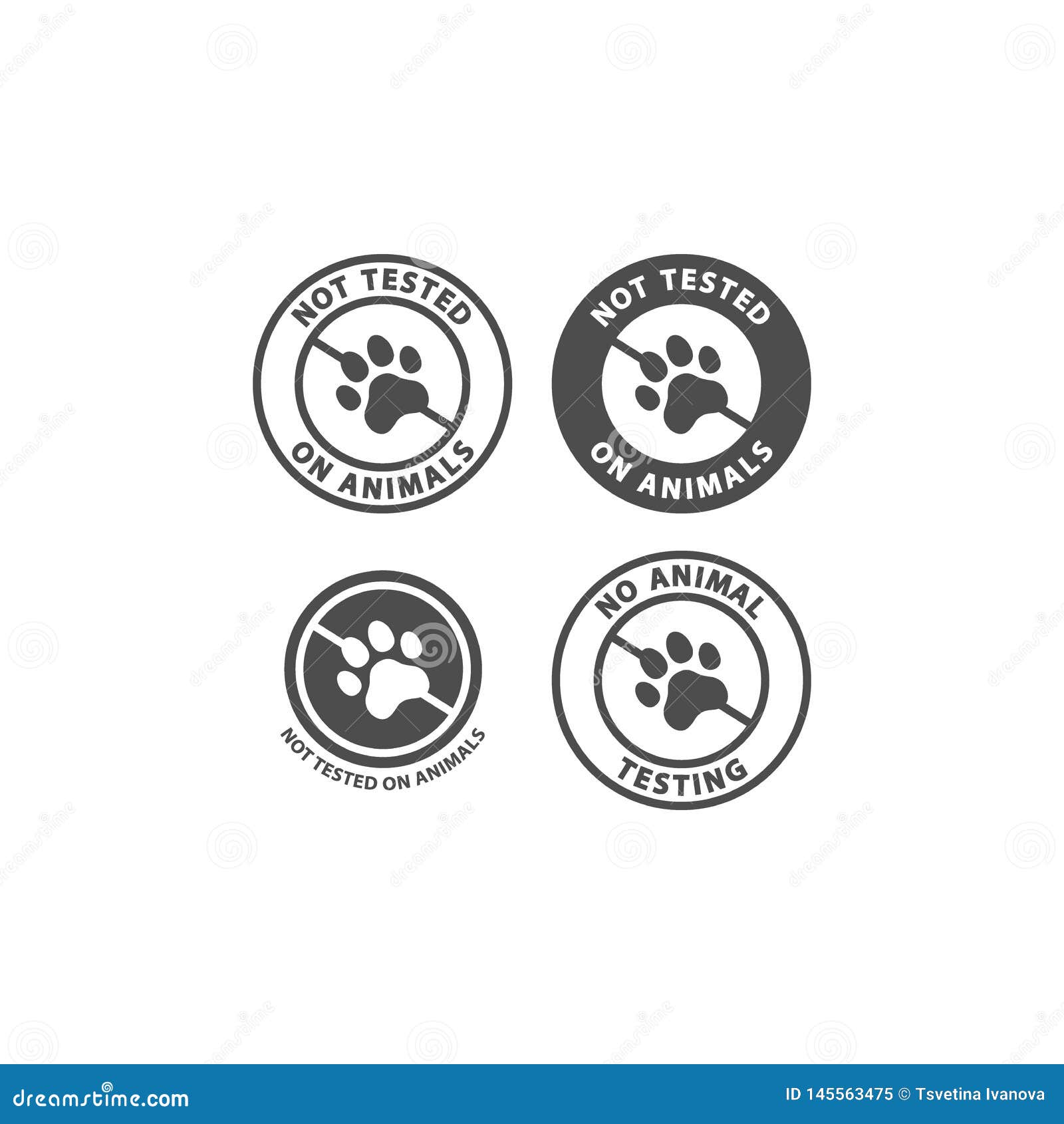Not Tested on Animals Vector Sticker Label Set. Stock Vector ...