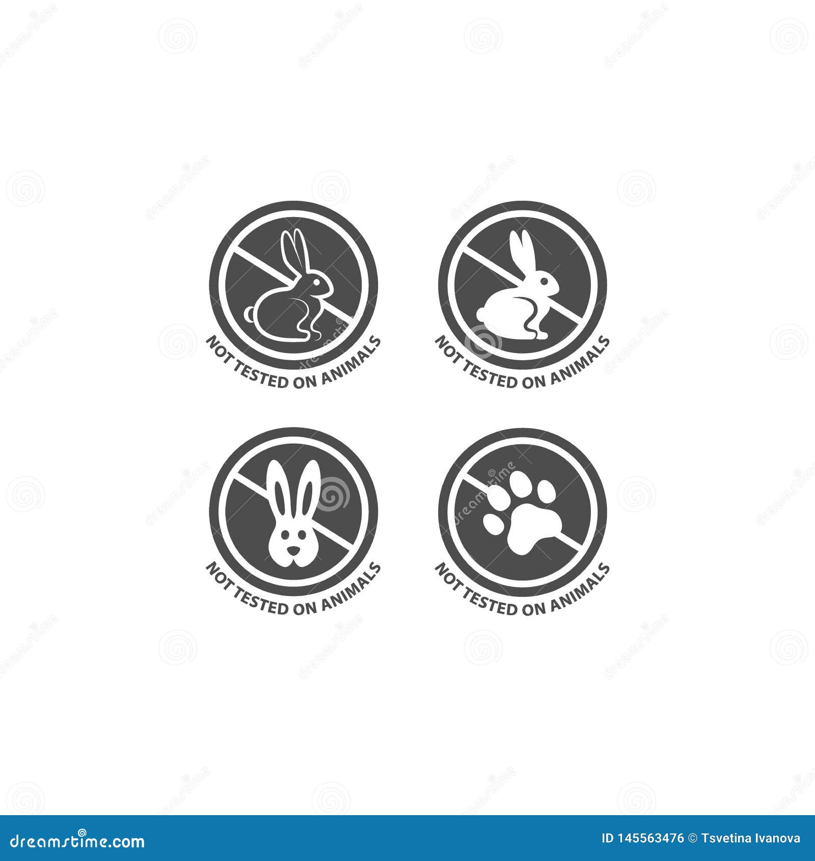 Not Tested on Animals Vector Sticker Label Set. Stock Vector ...