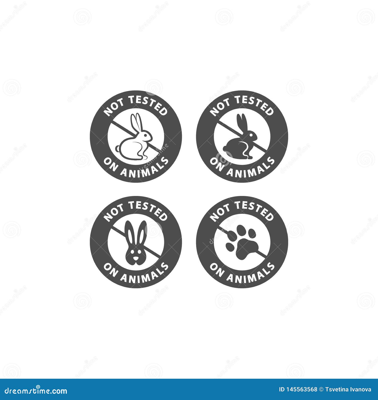 Not Tested on Animals Vector Sticker Label Set. Stock Vector ...