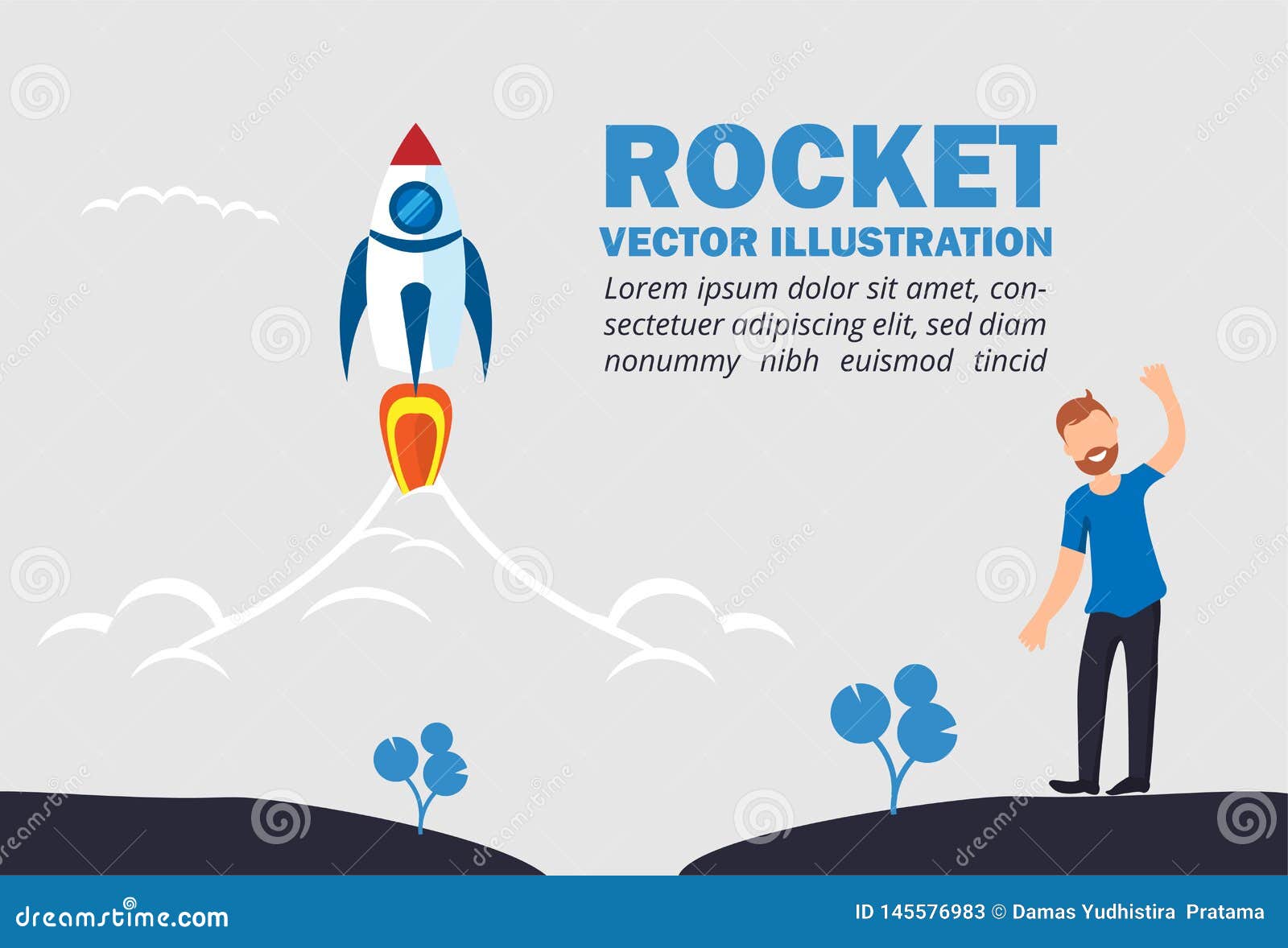 Rocket and Human Vector Illustration Stock Vector - Illustration of ...