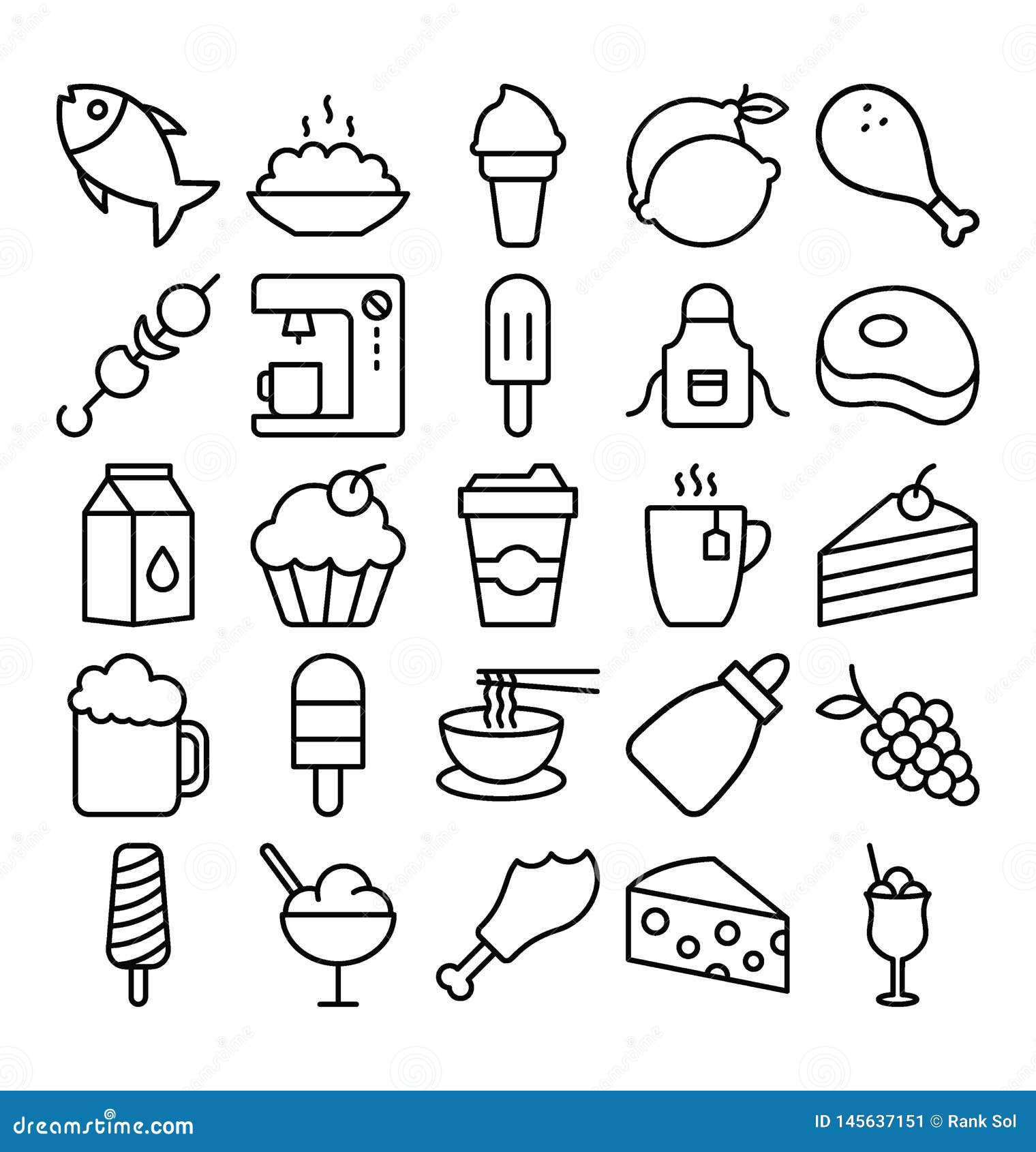 Food Isolated Vector Icons Set that Can Easily Modify or Edit Stock ...