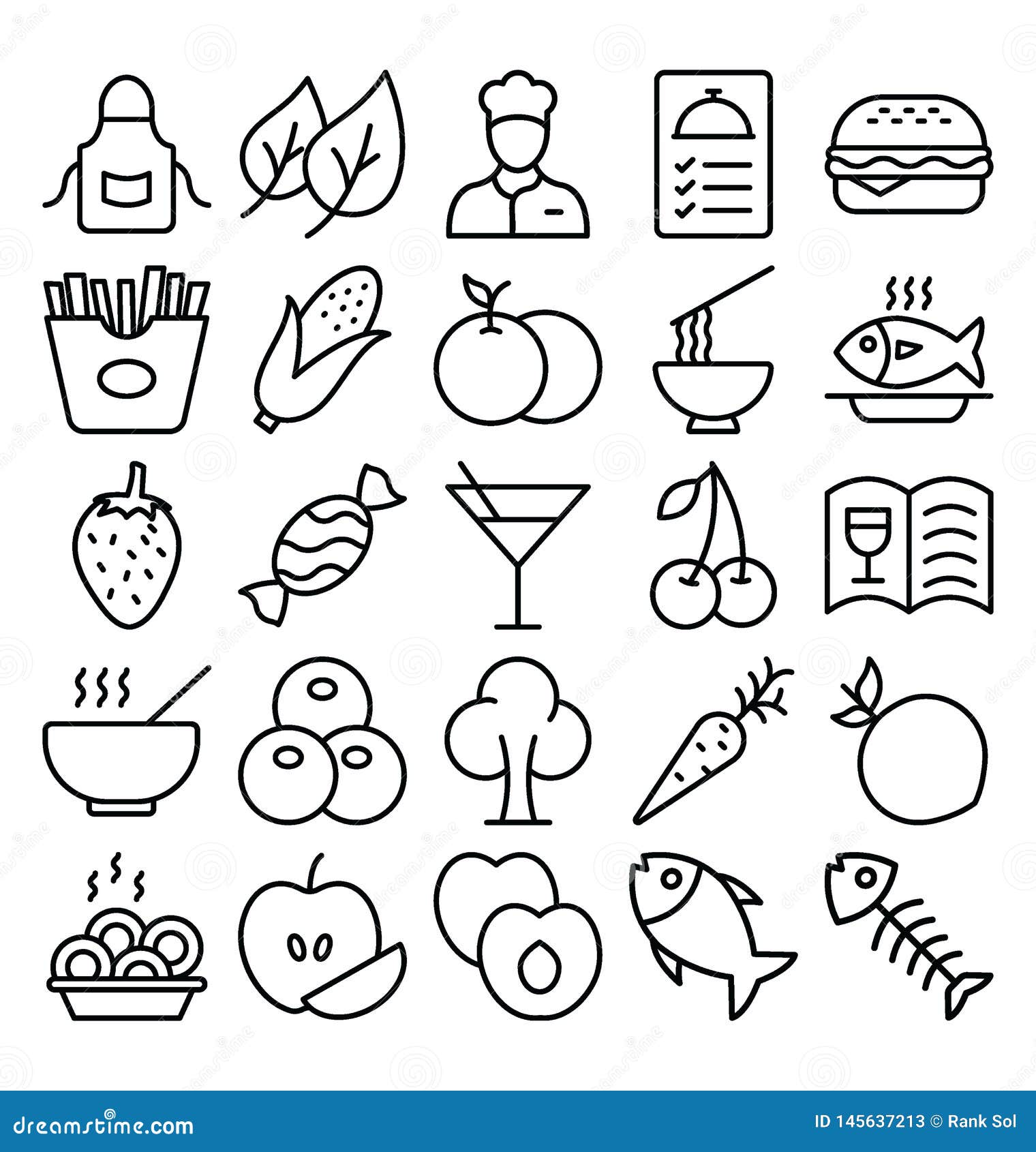 Basic RGB Food Isolated Vector Icons Set that Can Easily Modify or Edit ...