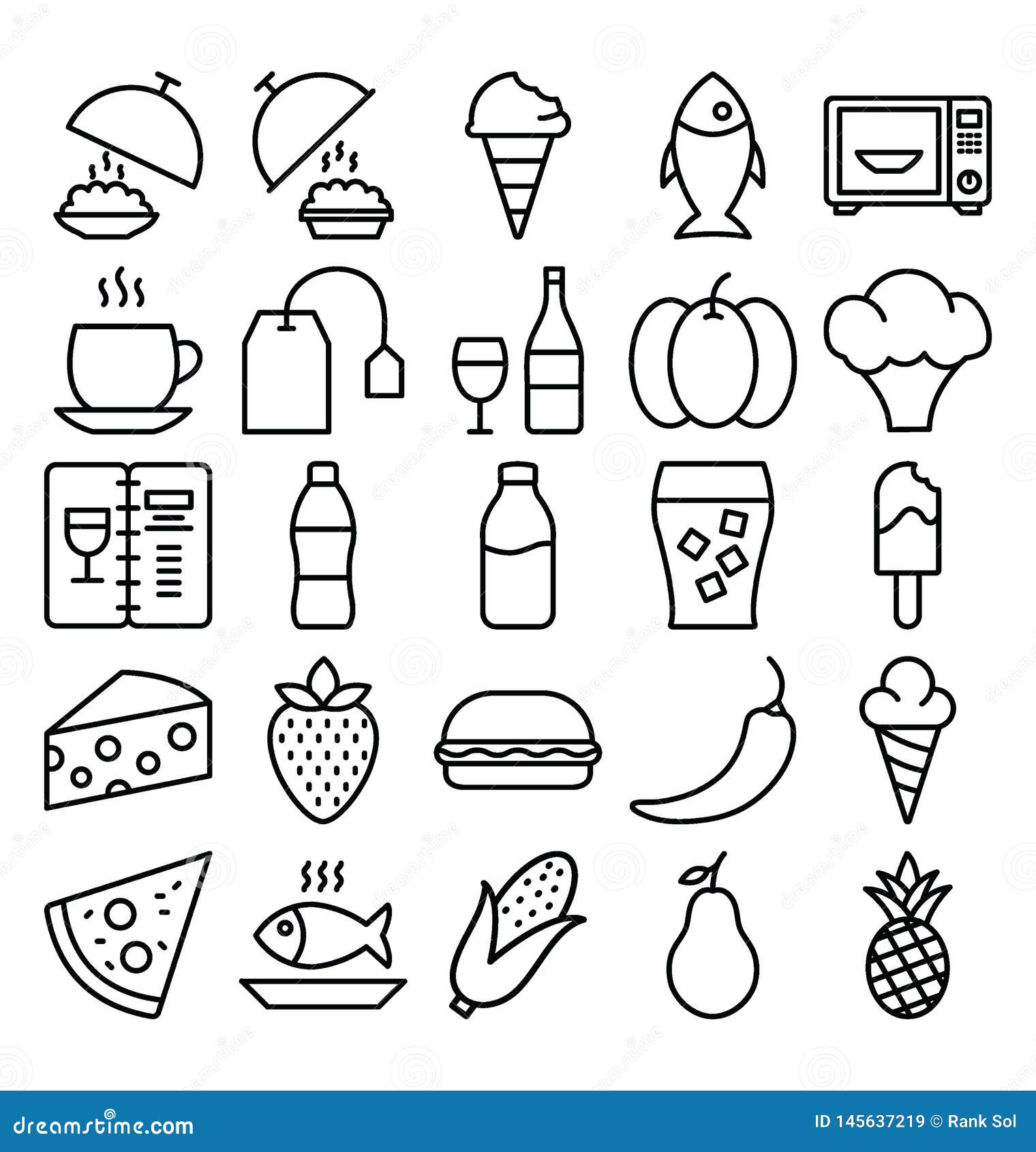 Food Isolated Vector Icons Set that Can Easily Modify or Edit Stock ...