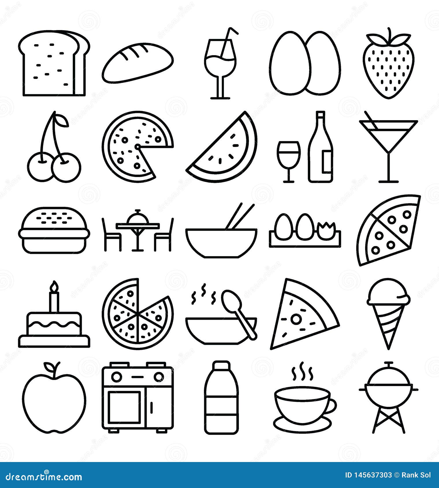 Basic RGB Food Isolated Vector Icons Set that Can Easily Modify or Edit ...
