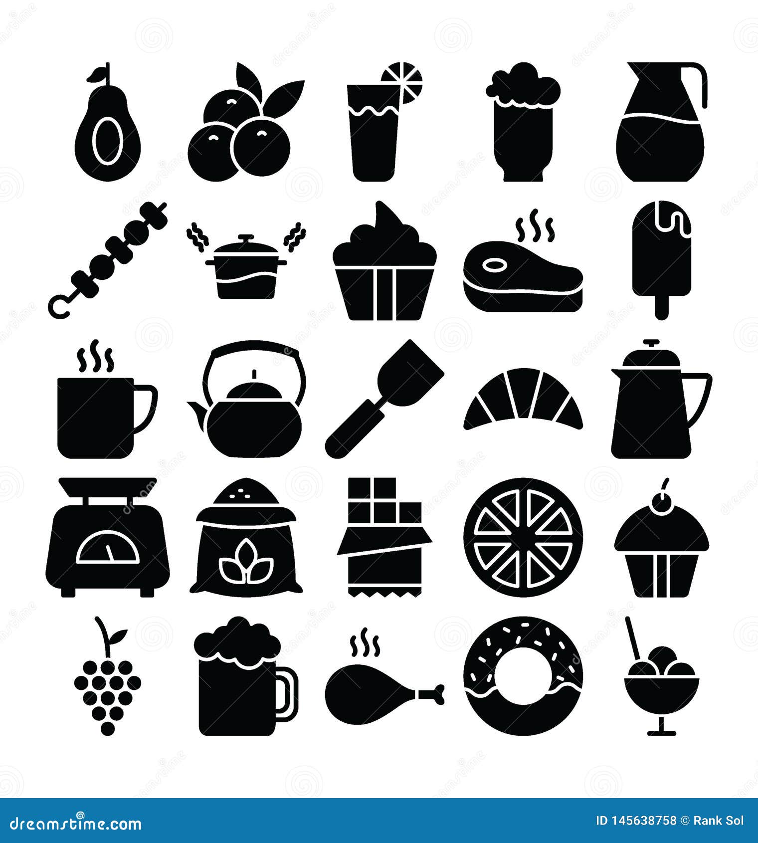 Food Isolated Vector Icons Set that Can Easily Modify or Edit Food ...