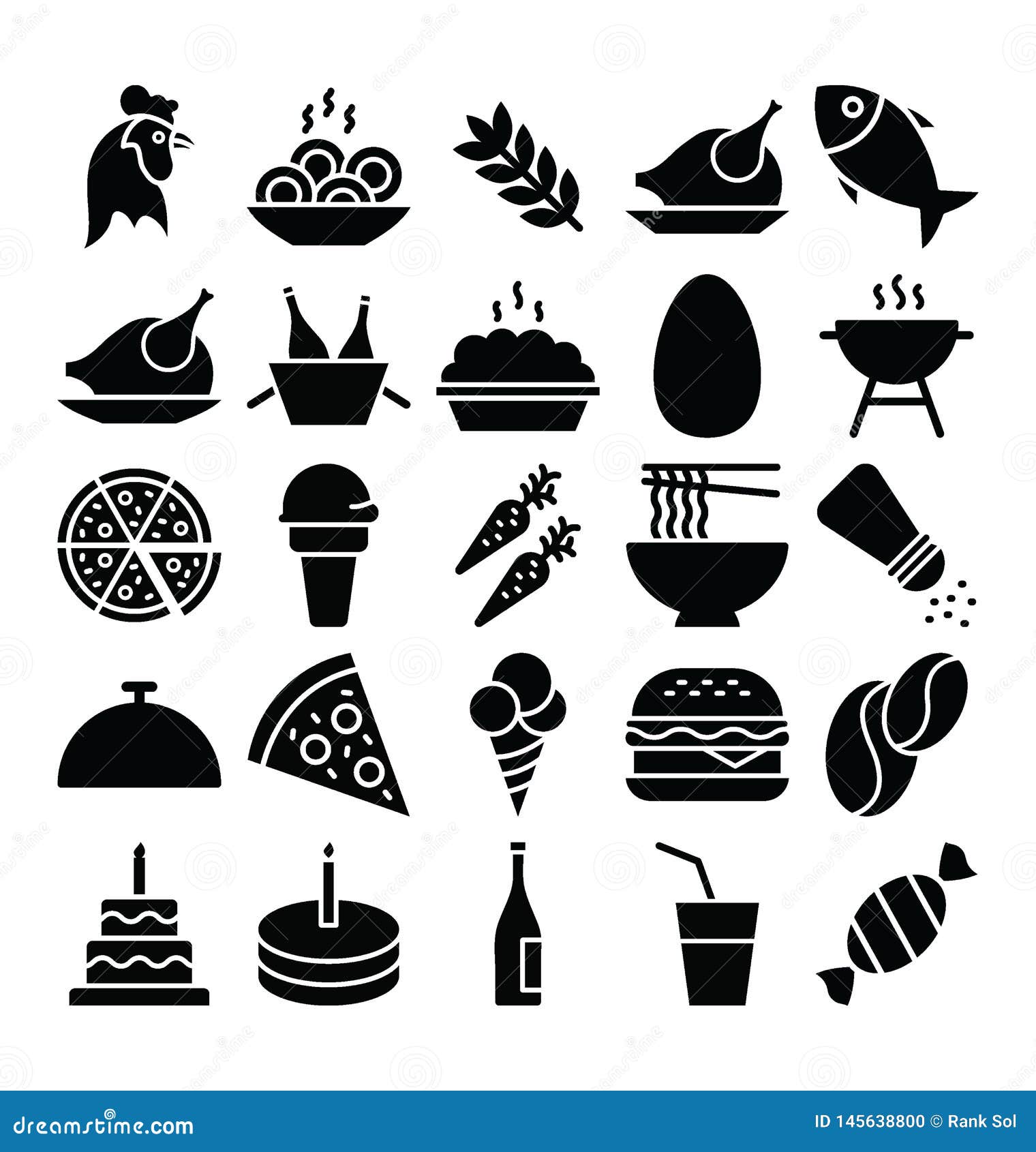 Basic RGB Food Isolated Vector Icons Set that Can Easily Modify or Edit ...