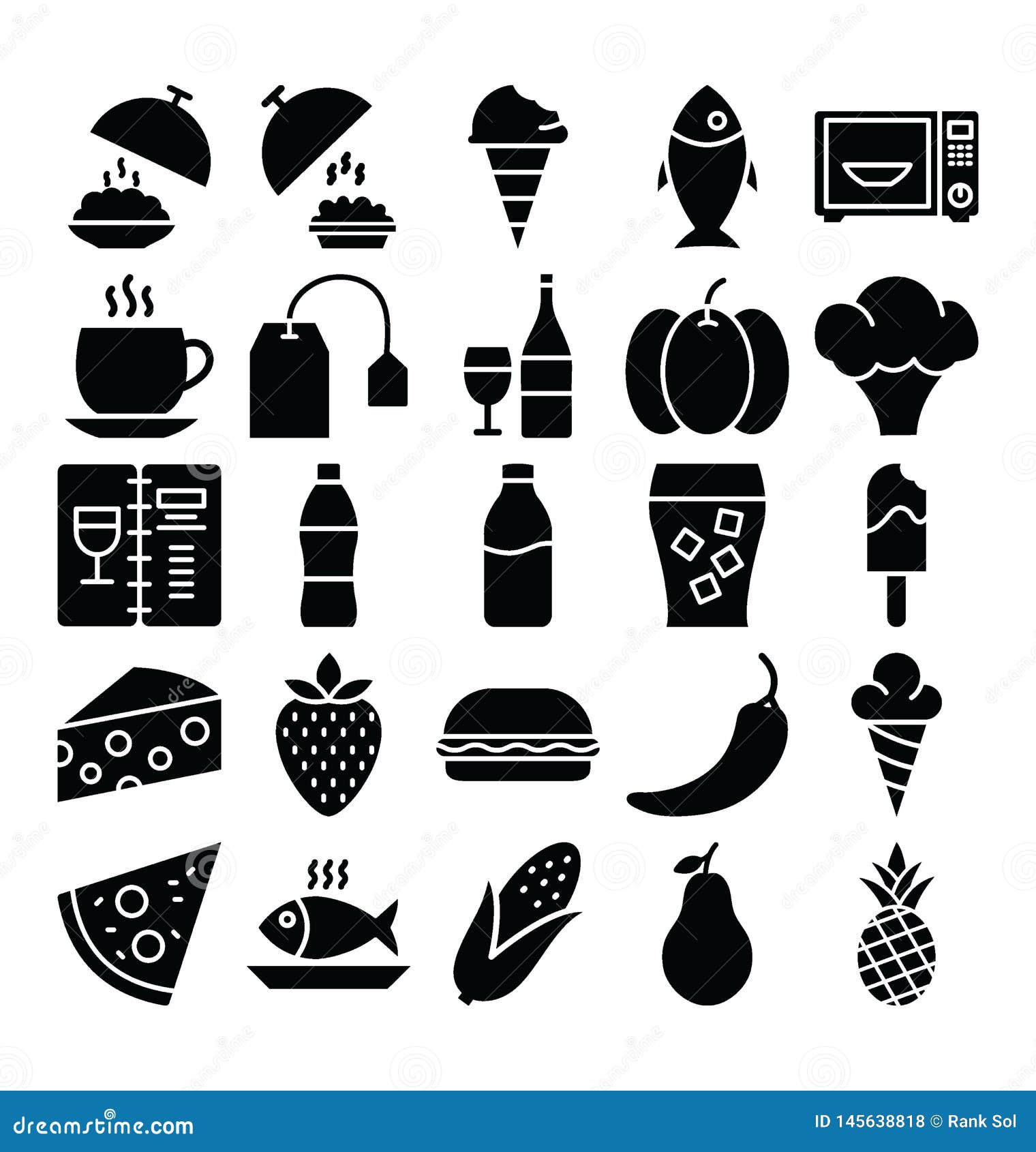 Food Isolated Vector Icons Set that Can Easily Modify or Edit Stock ...