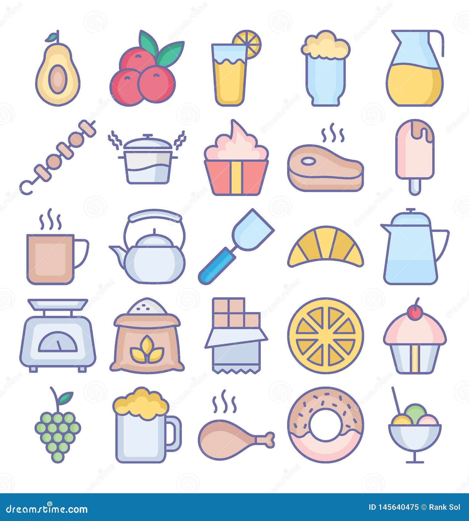 Food Isolated Vector Icons Set that Can Easily Modify or Edit Stock ...