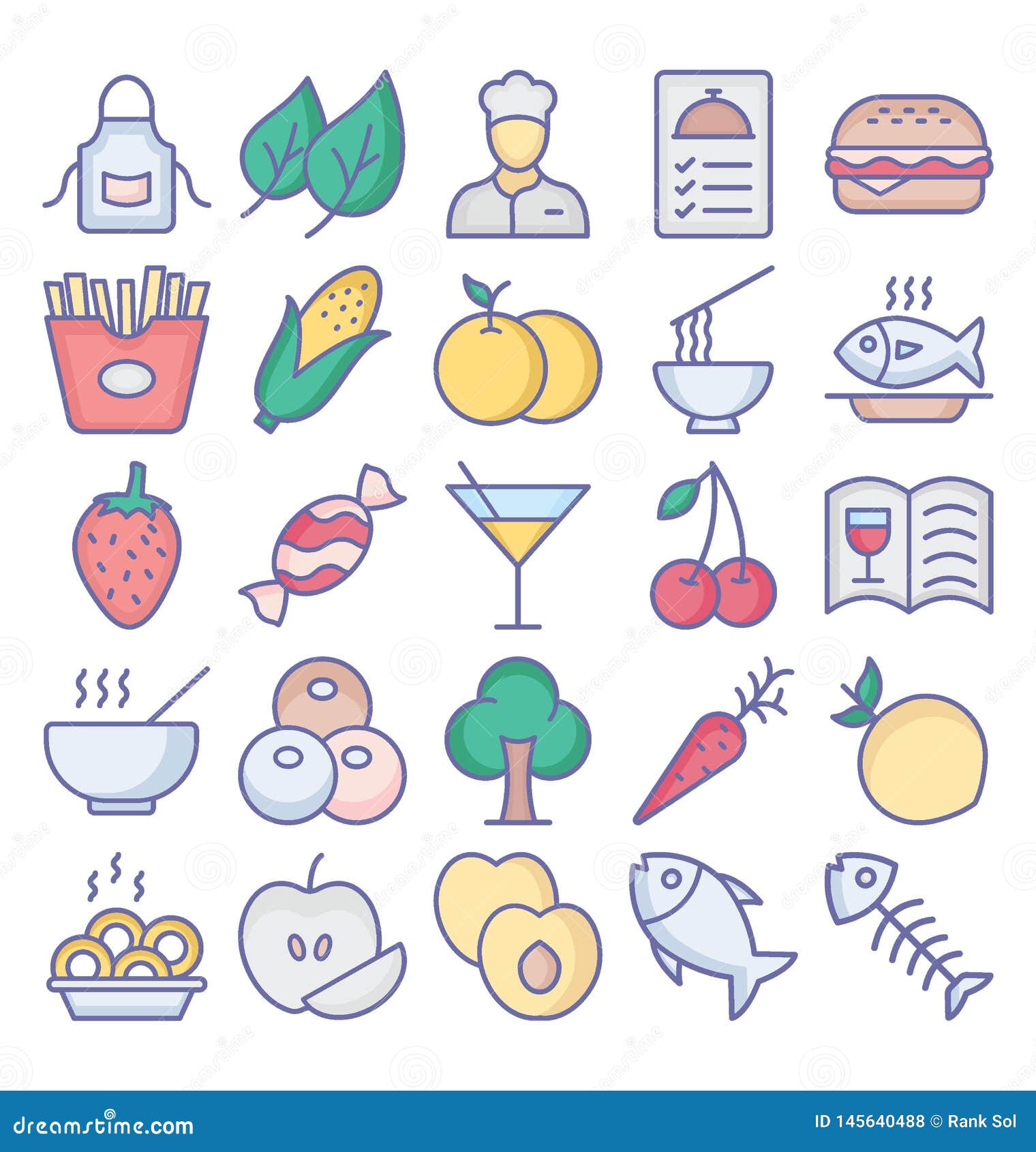 Basic RGB Food Isolated Vector Icons Set that Can Easily Modify or Edit ...