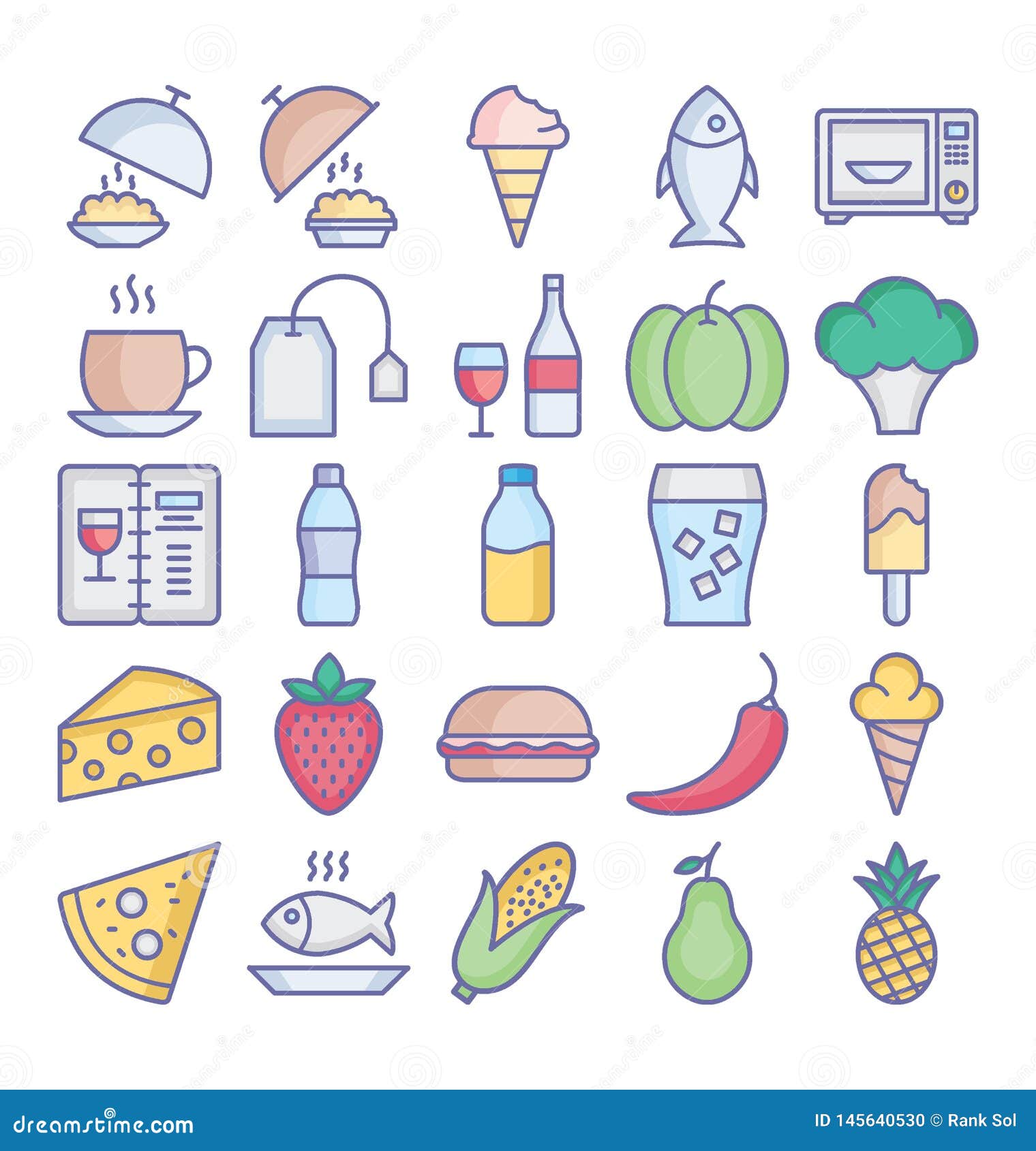 Food Isolated Vector Icons Set that Can Easily Modify or Edit Food ...