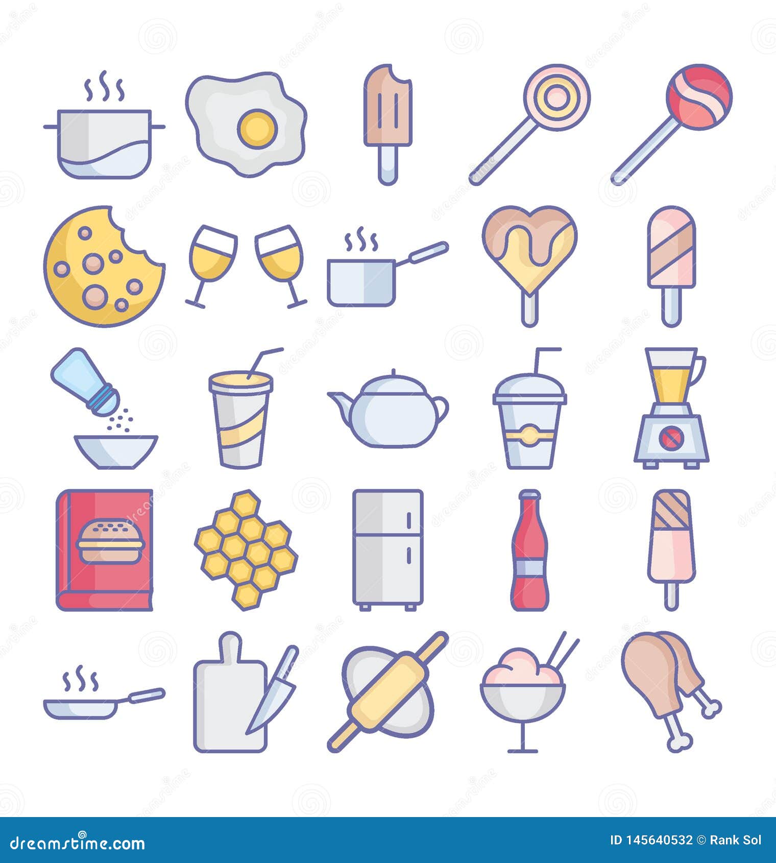 Food Isolated Vector Icons Set that Can Easily Modify or Edit Food ...