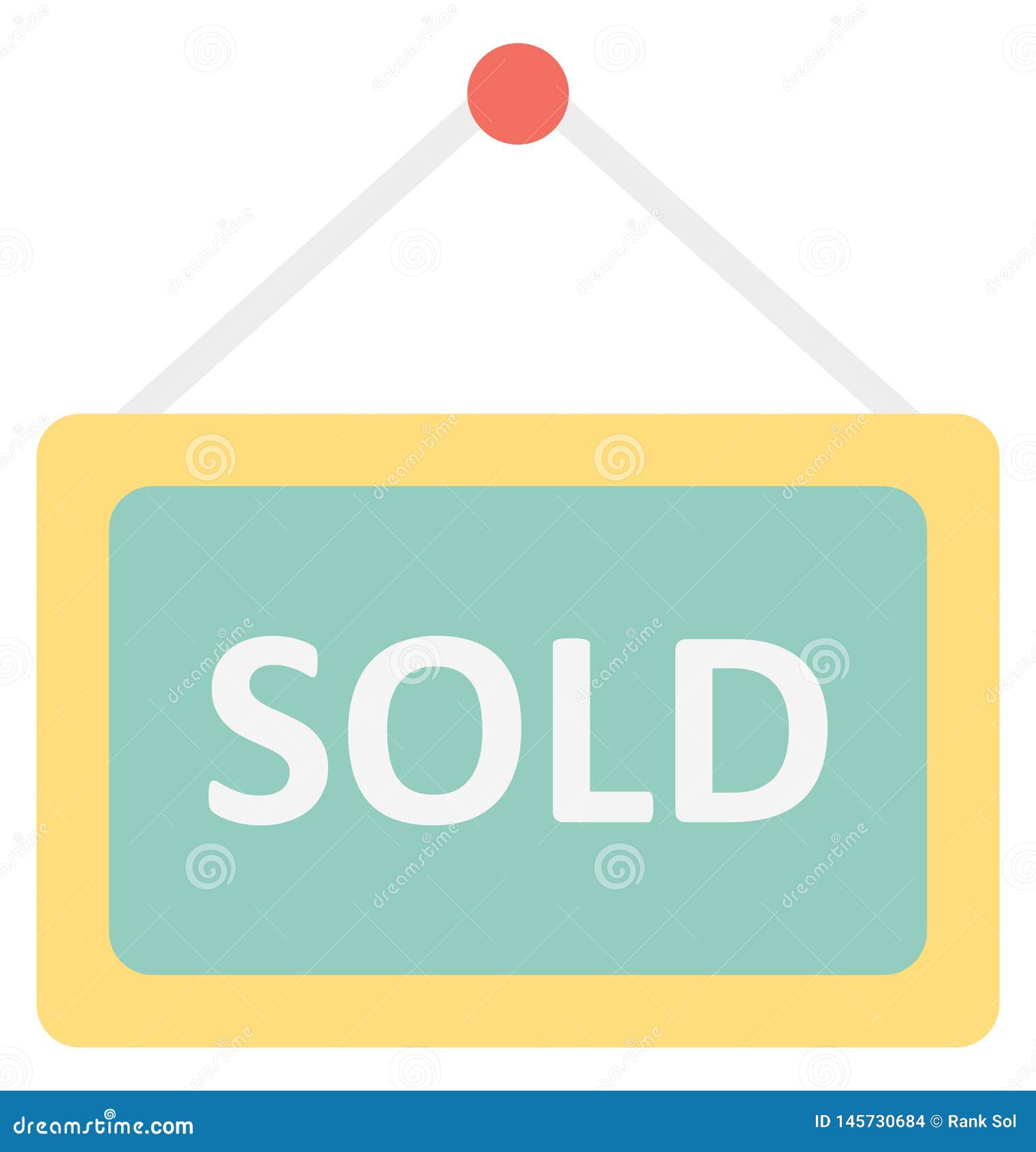 Sold Sign Board Color Isolated Vector Icon Which Can Easily Modify or ...