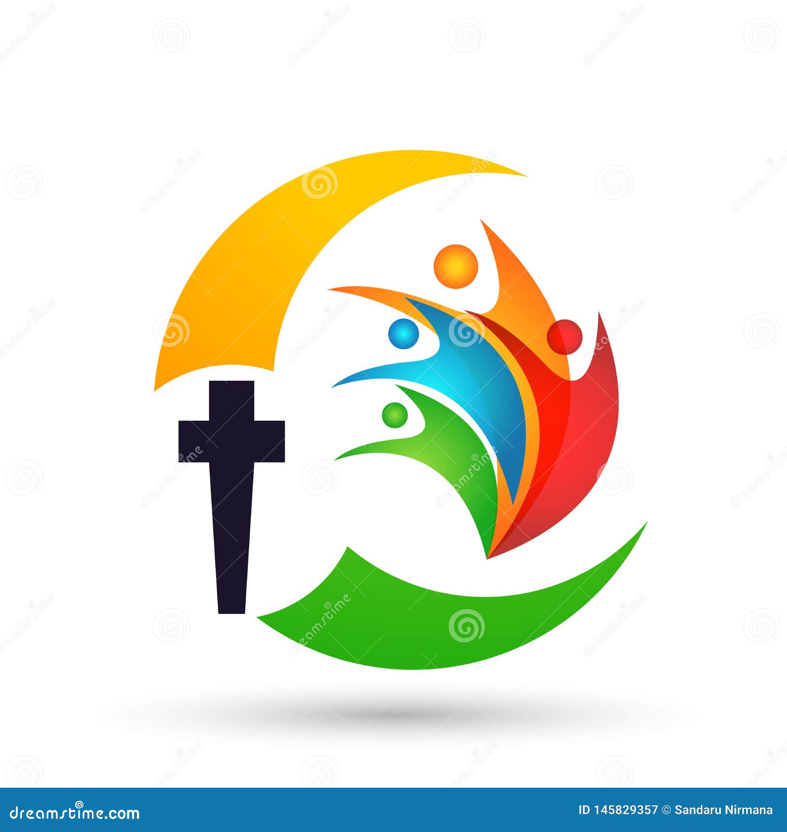 Church Care Globe People with Hand Logo Icon Cross Love Symbol on White ...