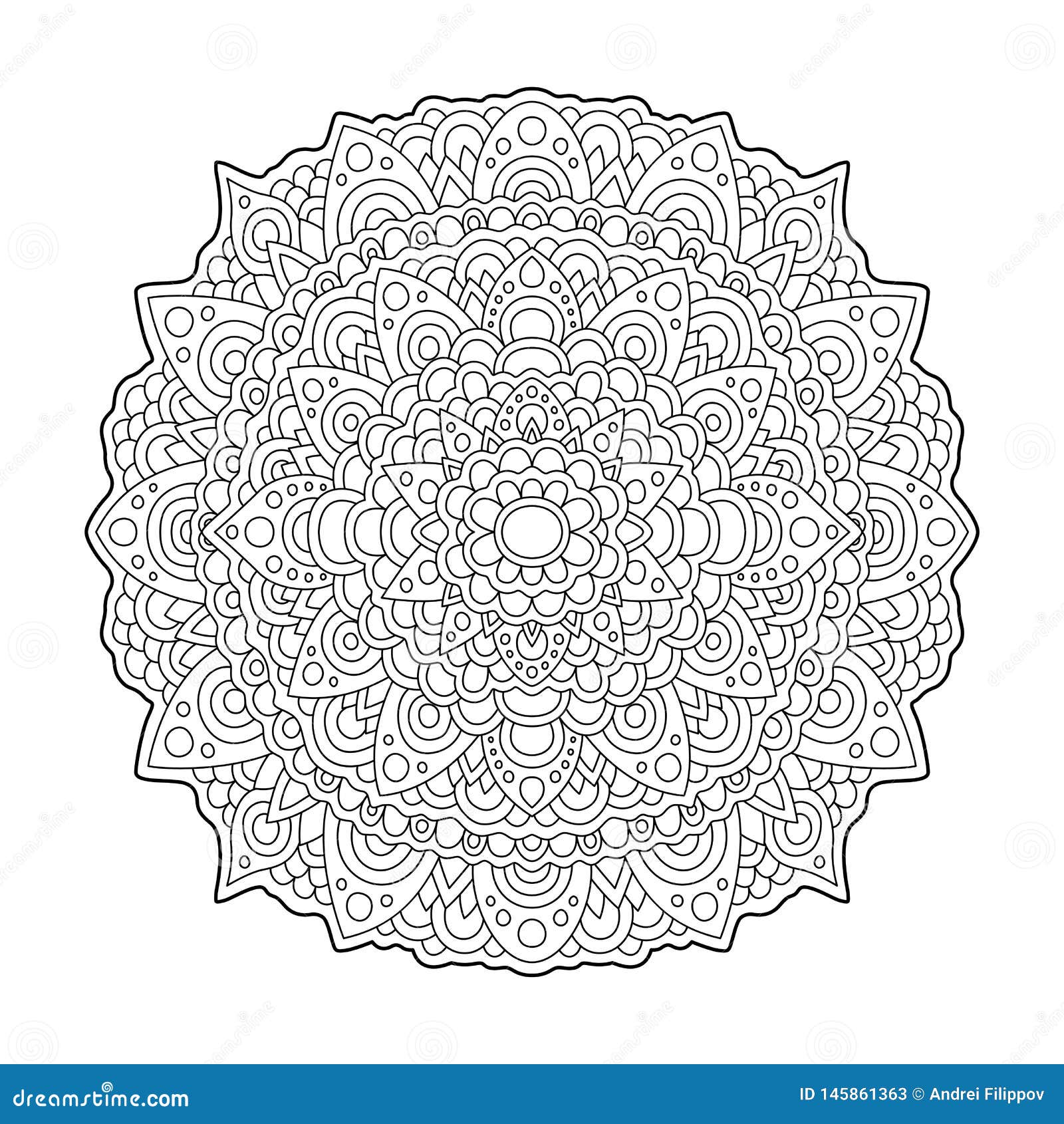 Coloring Book Page with Abstract Round Pattern Stock Vector ...