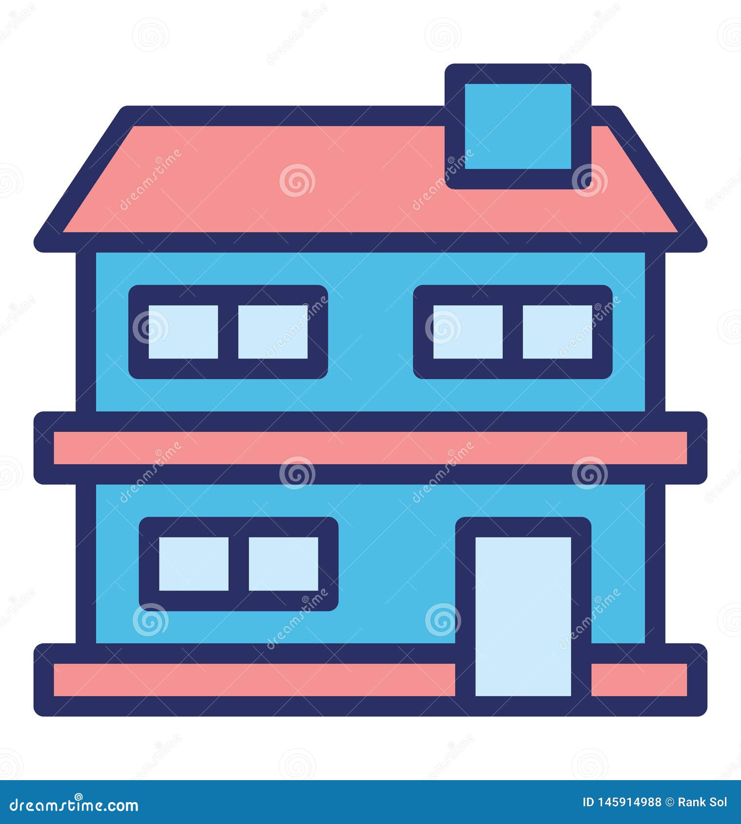 Double Story House Isolated Vector Icon Which Can Easily Modify or Edit ...