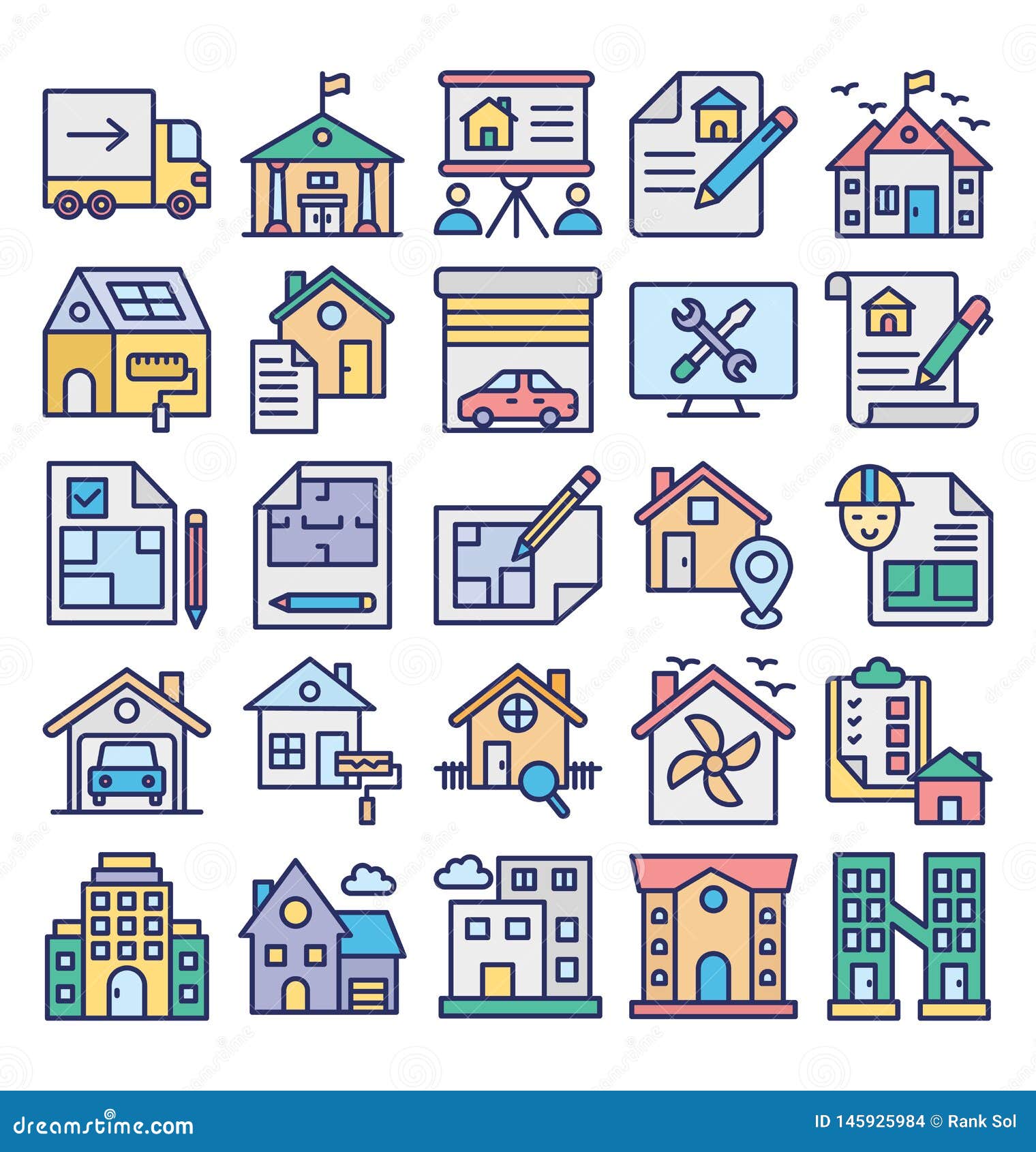Estate Property and Law Isolated Vector Icons Set that Can Easily ...
