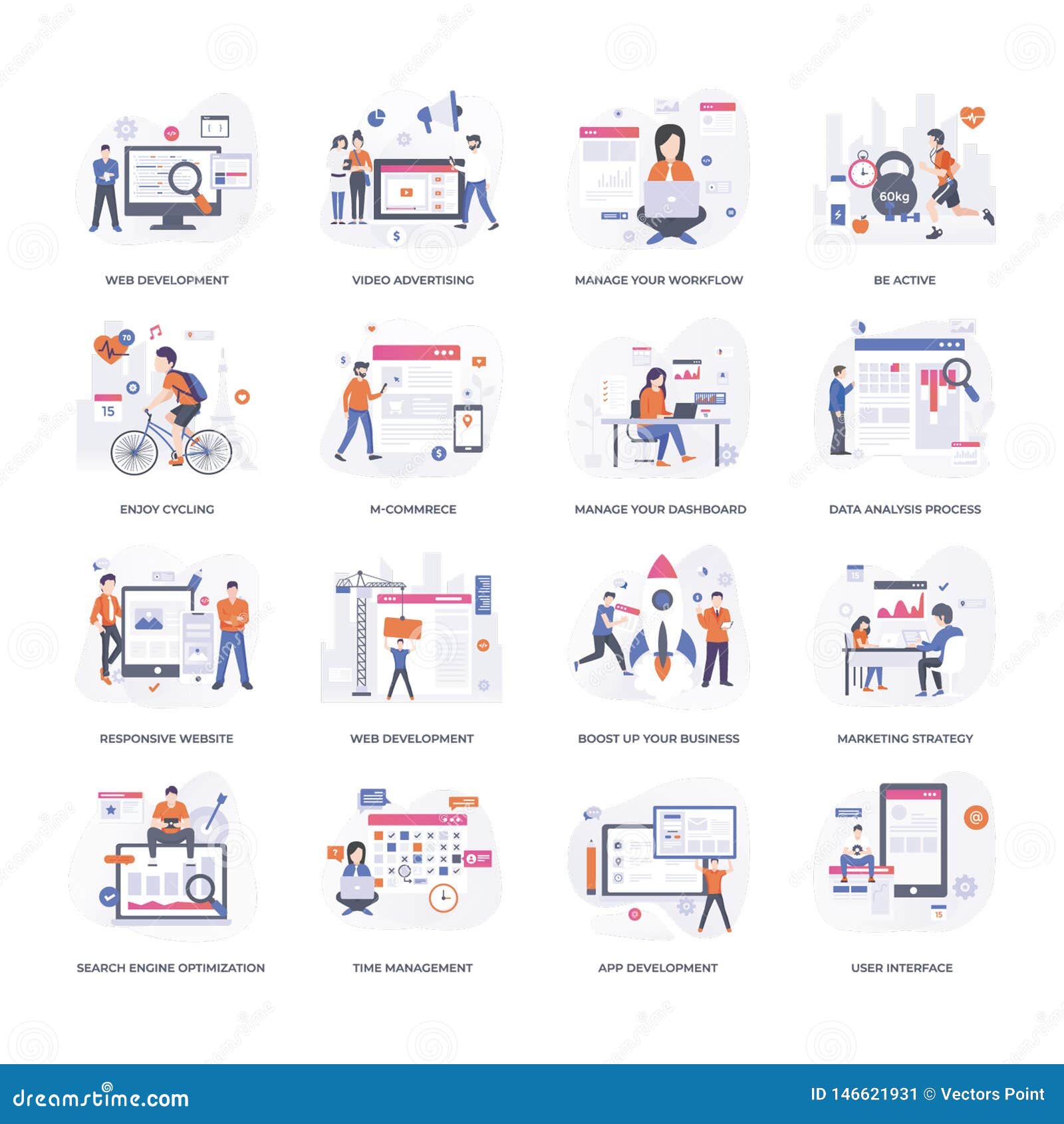 Project Development Illustrations Pack Stock Vector - Illustration of ...