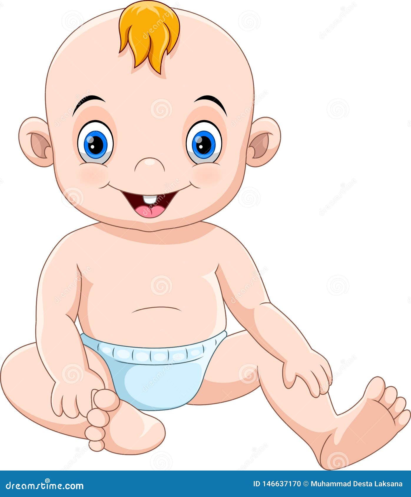 Illustration of Cute Cartoon Baby Sitting and Smiling Stock ...
